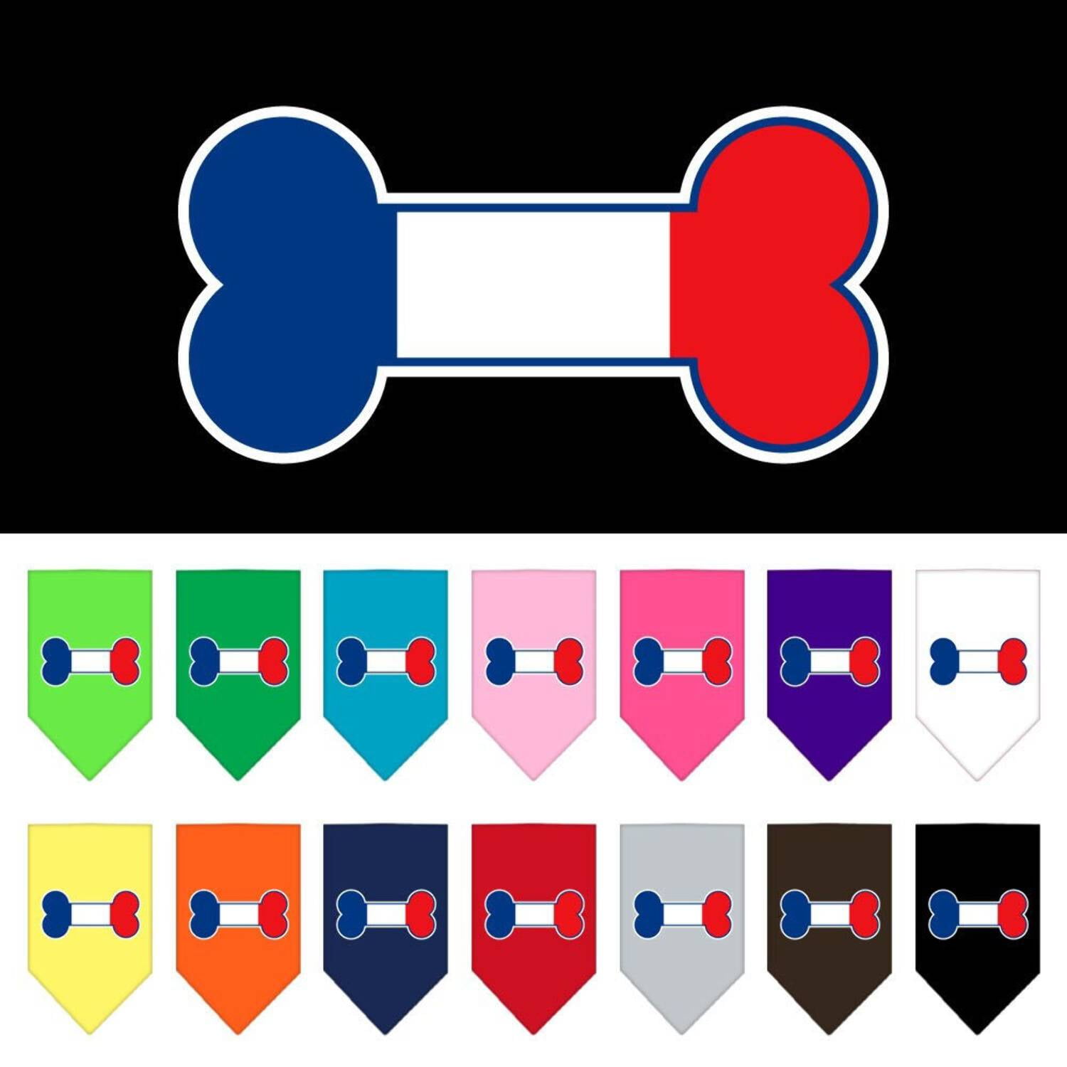 Pet and Dog Bandana Screen Printed, "Bone Shaped France Flag" - Walmart.com