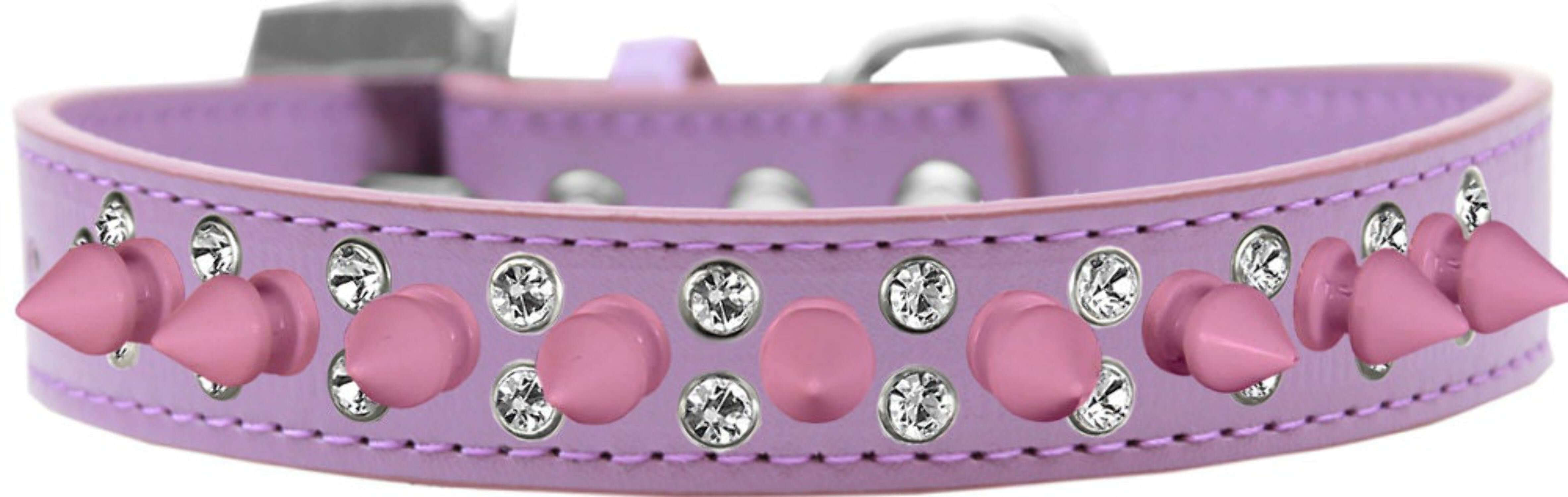 Pet and Dog Spike Collar, "Double Crystal Light Pink Spikes" - Walmart.com