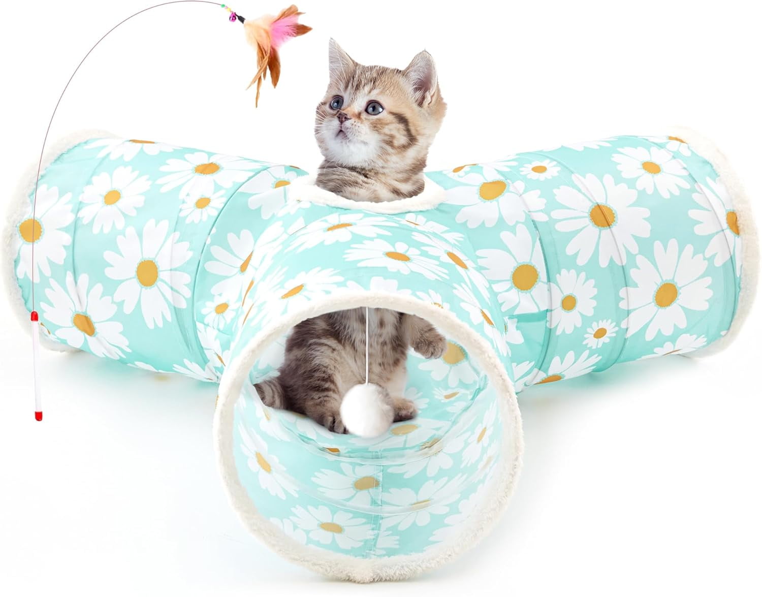 Pet cat tunnel tube cat toy 3-way foldable, indoor cat tunnel, boring ...