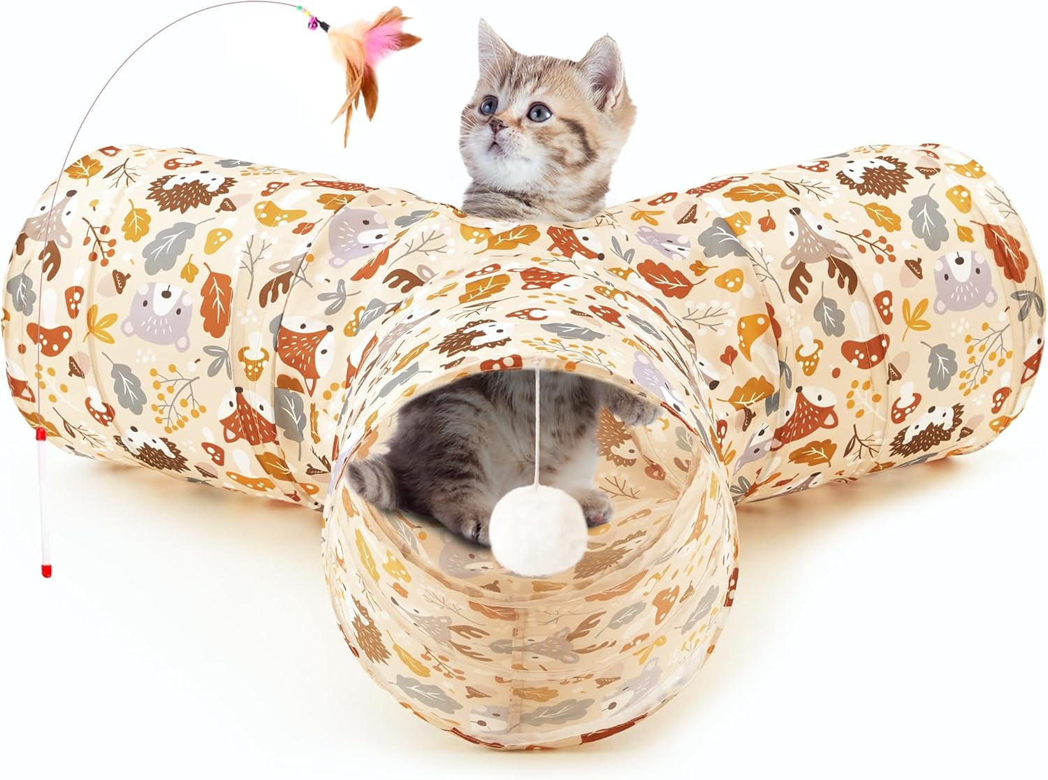 Pet cat tunnel tube cat toy 3-way foldable, indoor cat tunnel, boring ...