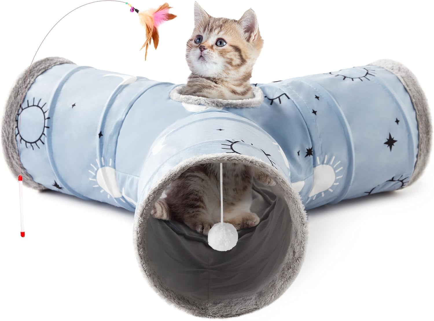 Pet cat tunnel tube cat toy 3-way foldable, indoor cat tunnel, boring ...