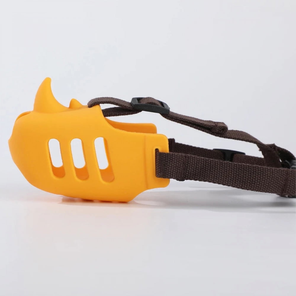 Pet dog muzzle silicone pet muzzle anti-biting, barking, and eating rhinoceros-shaped medium and ...