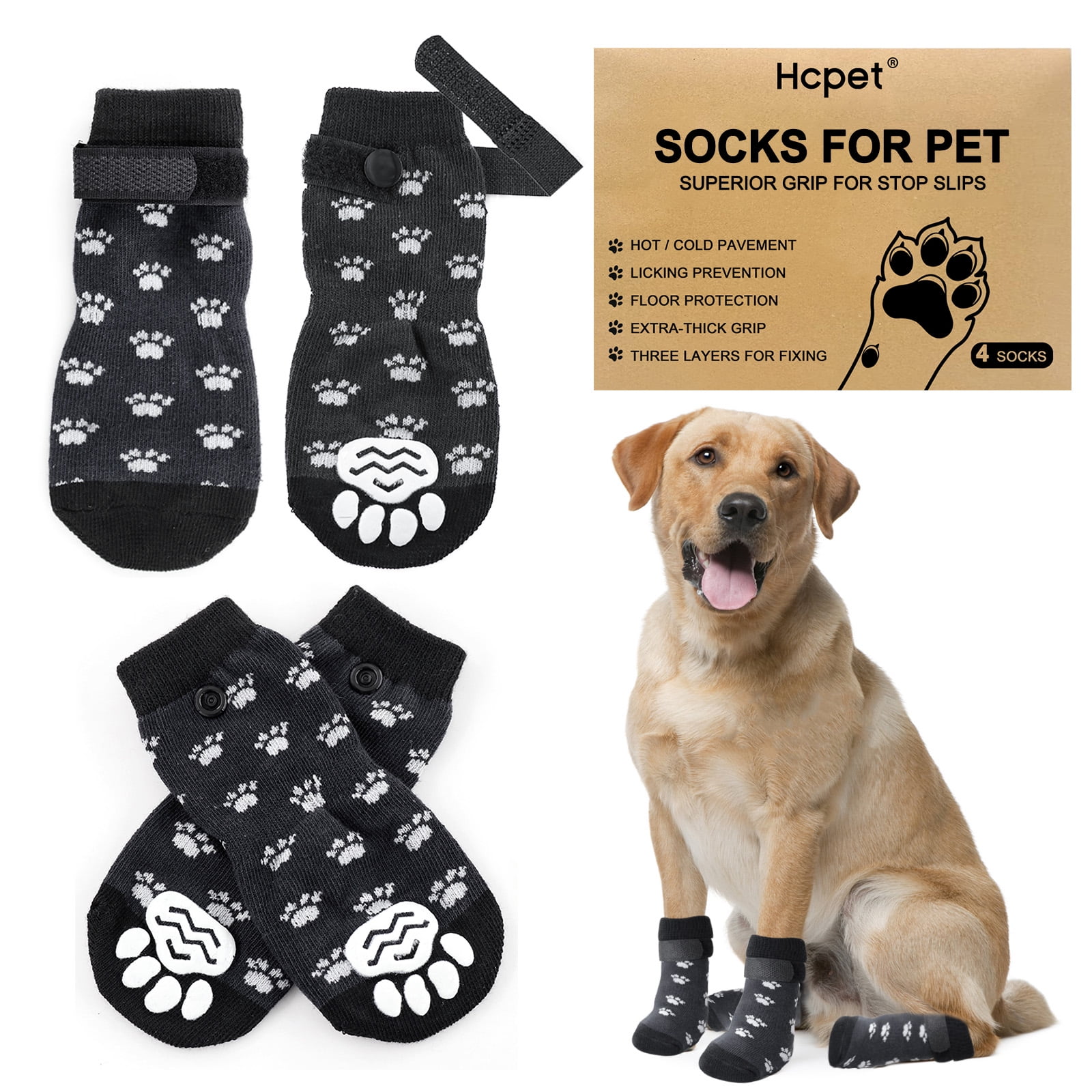 Havenfly Anti-Slip Dog Socks with Adjustable Straps, Paw Grips, Durable ...