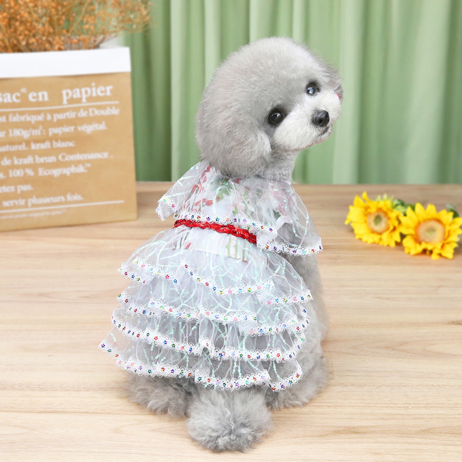 Pet dress wedding dress dress multi leaf flower skirt dog skirt pet ...