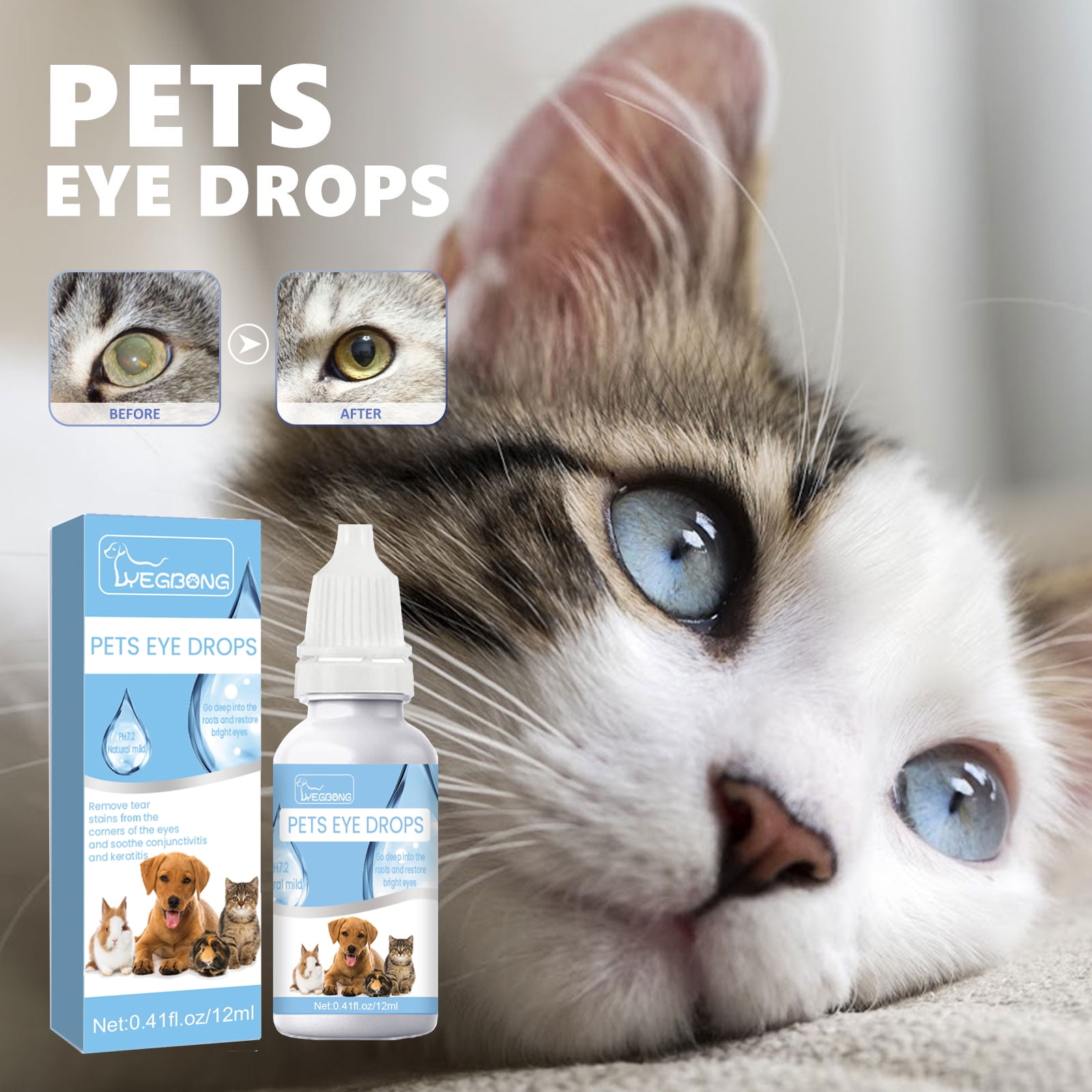 Pet eye drops, cat and dog eye cleaning and care, pet eye wash, tear ...