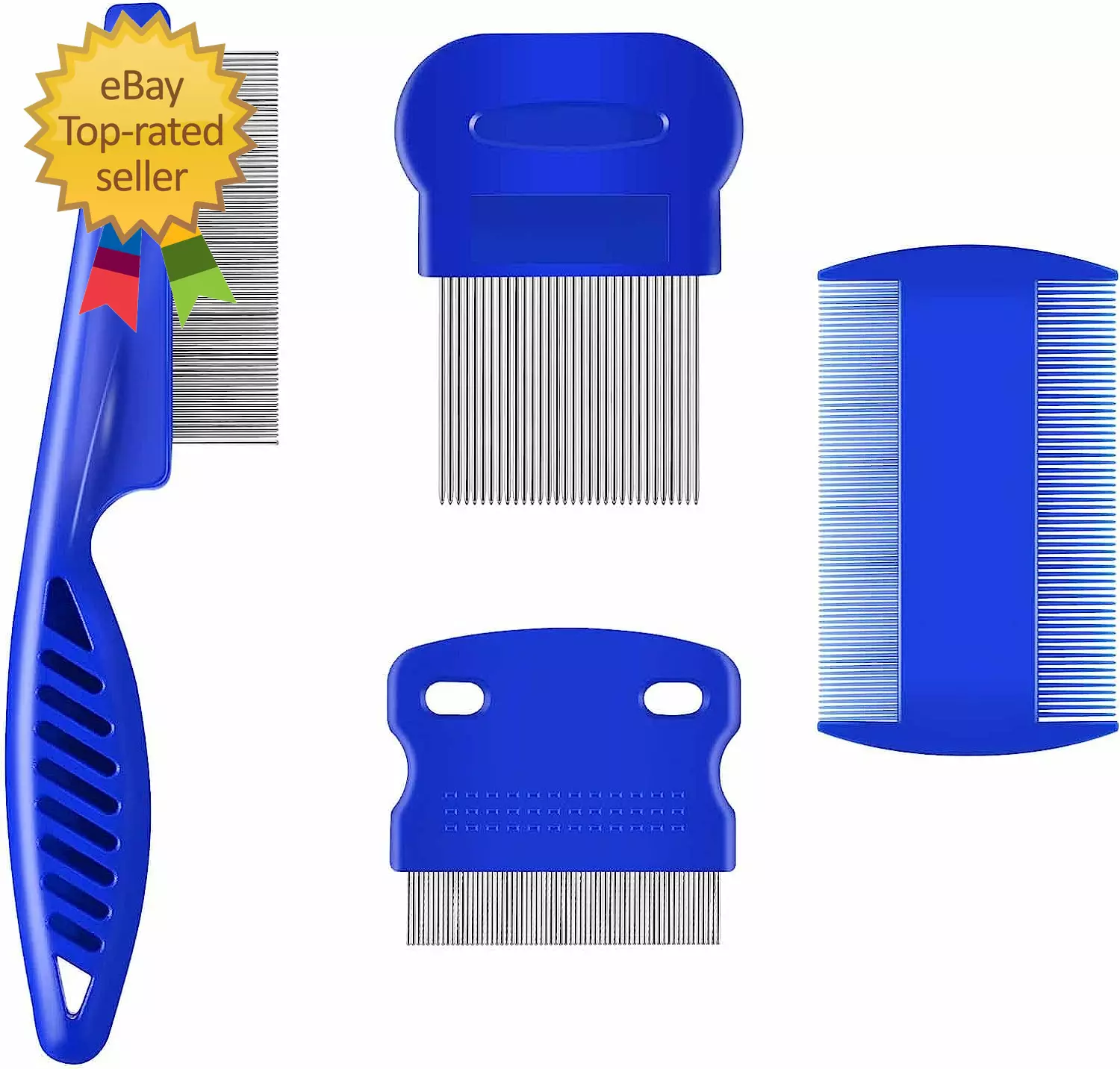 Pet kare - 4 Pack Flea Lice Comb Stainless Steel Dog Cat Grooming Combs ...
