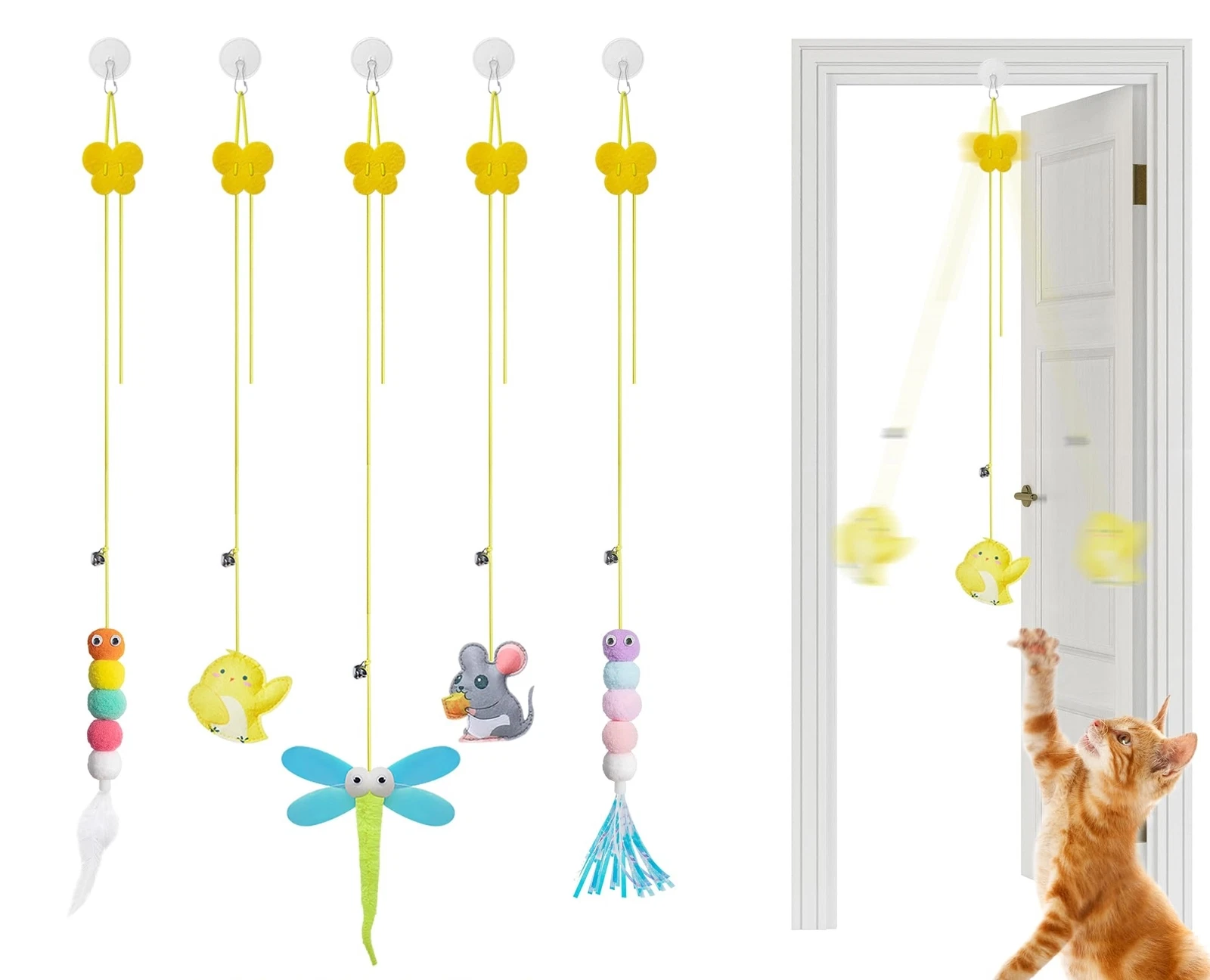 Pet kare - 5Pcs Interactive Cat Toy,Cat Teaser Retractable,Hanging Cat ...