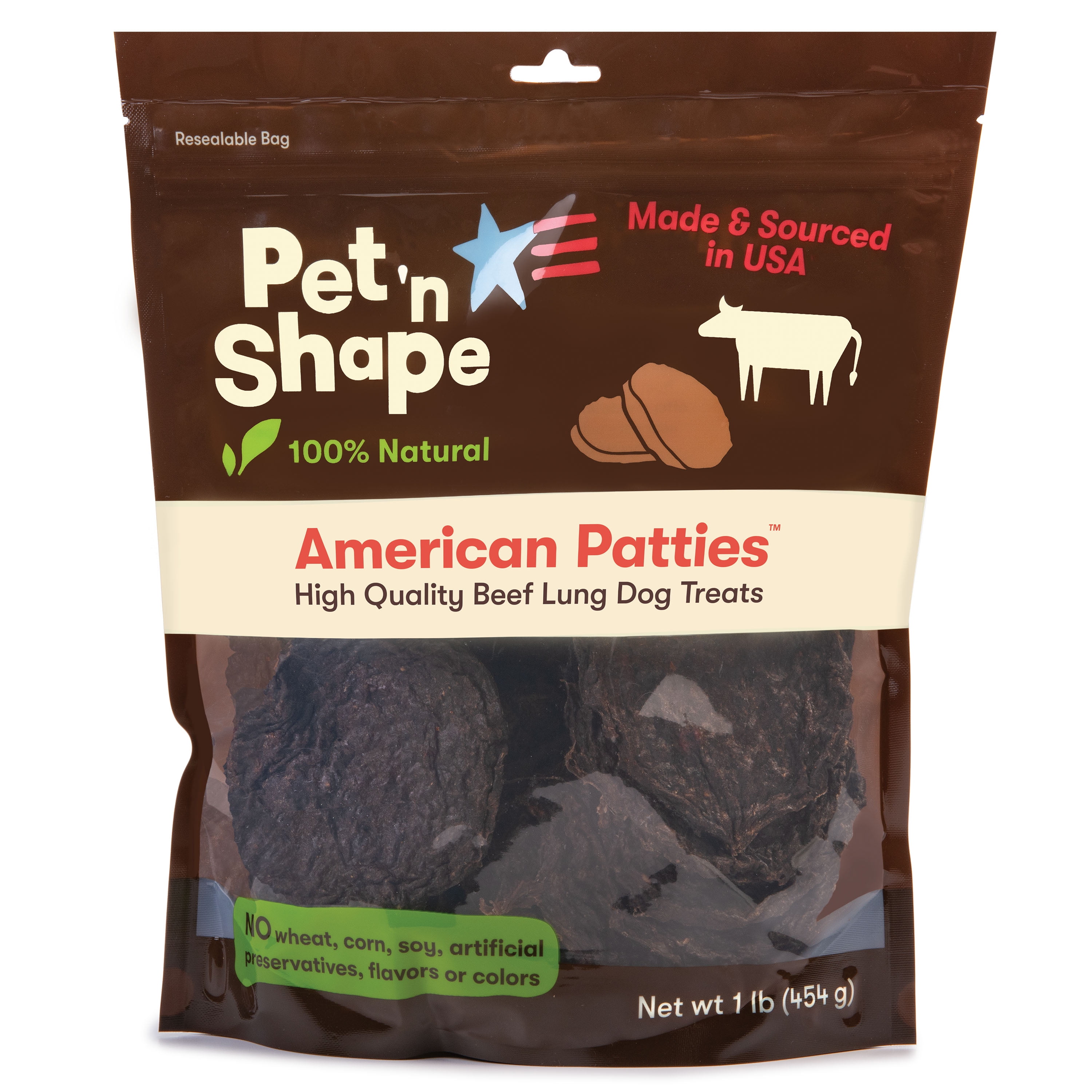 Pet 'n Shape All Natural Beef Lung Patties Dog Snacks – Made and ...