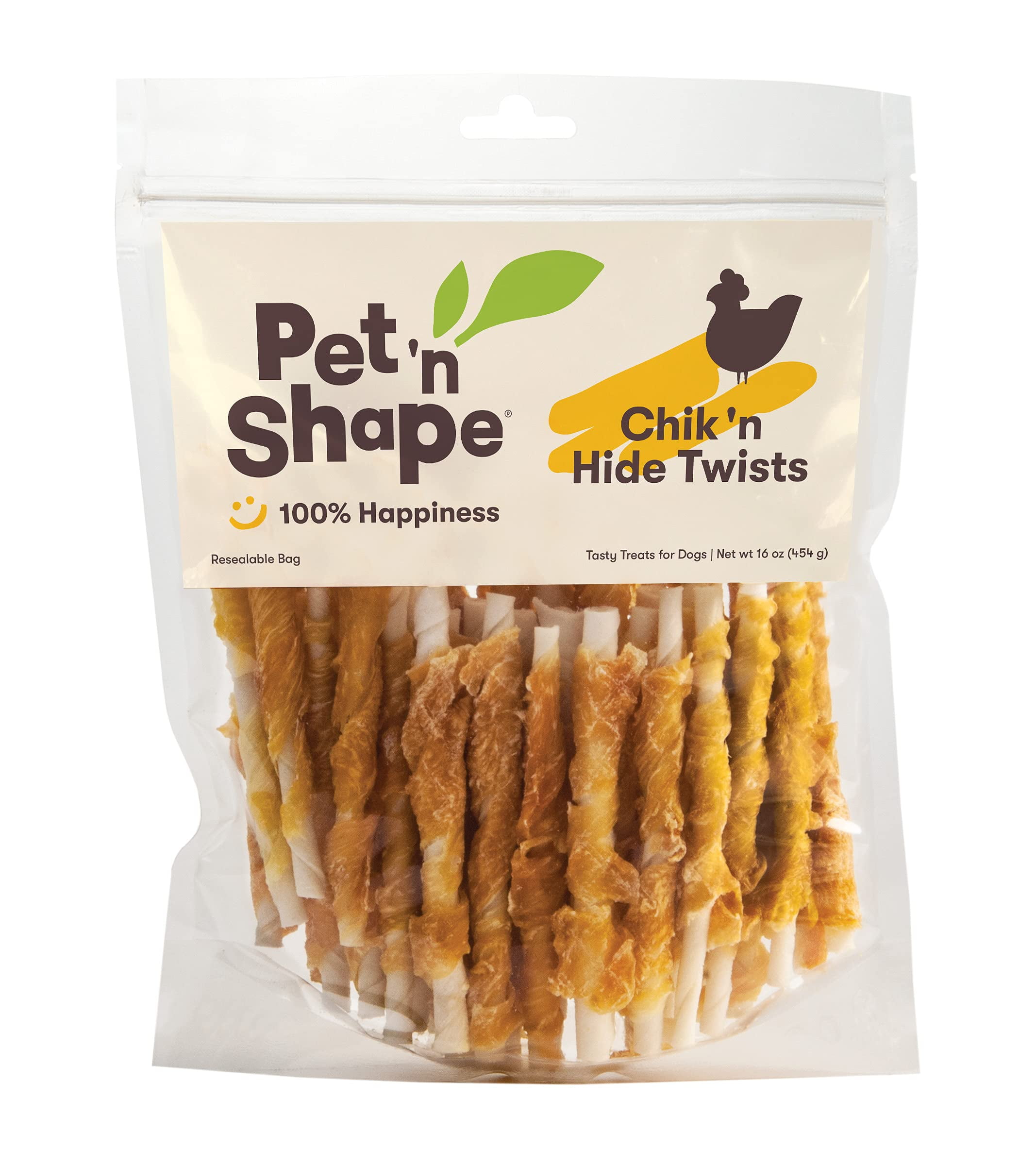 Pet 'n Shape Chik TSF6 'n Hide Twists - Chicken Wrapped Rawhide Natural ...