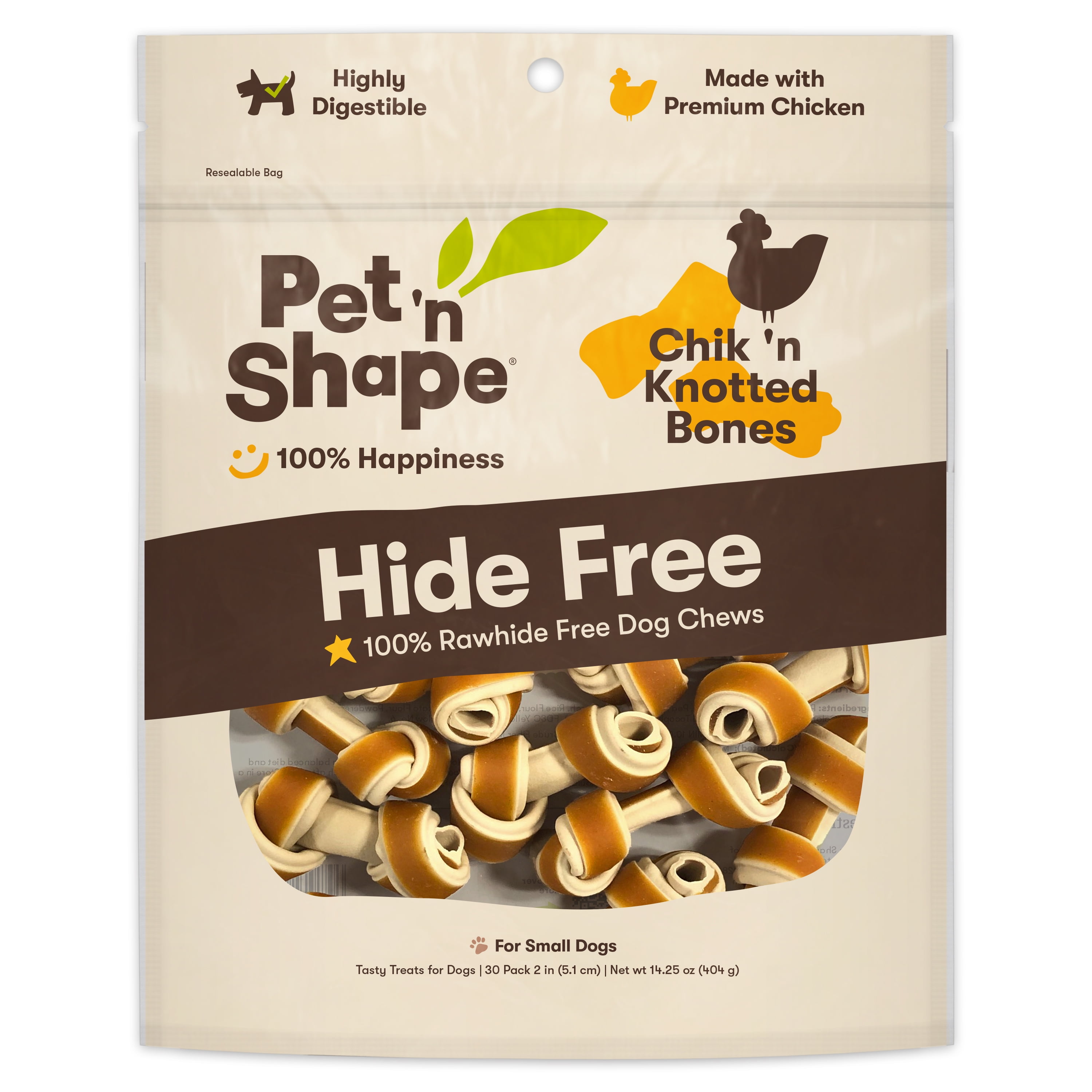 Pet 'n Shape Hide Free Chik 'n Knot Bones - Grain-Free, No Hide Chew ...