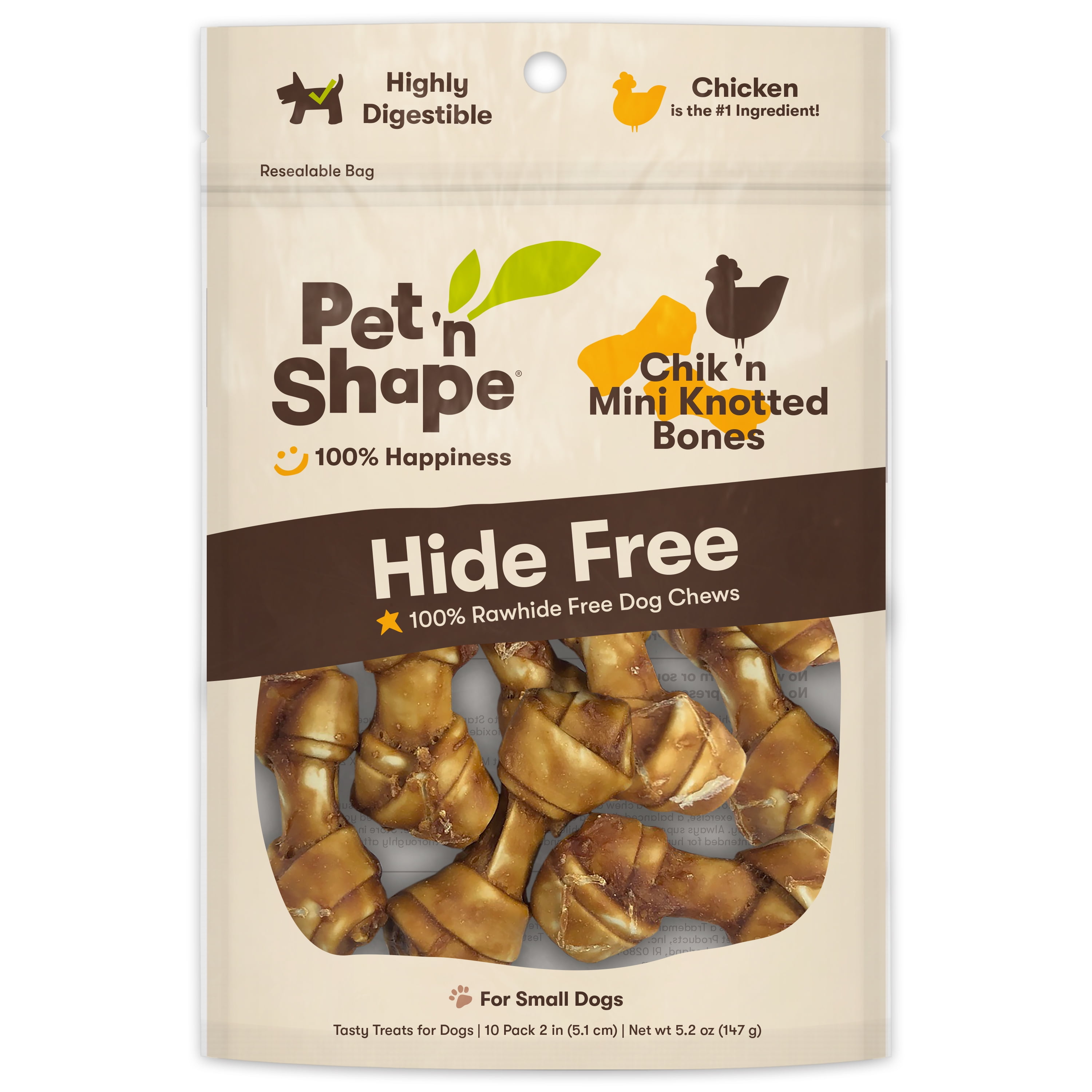 Pet 'n Shape Chik 'n Mini Knot Bones - 10 Count, 5.2 oz, Rawhide Free ...