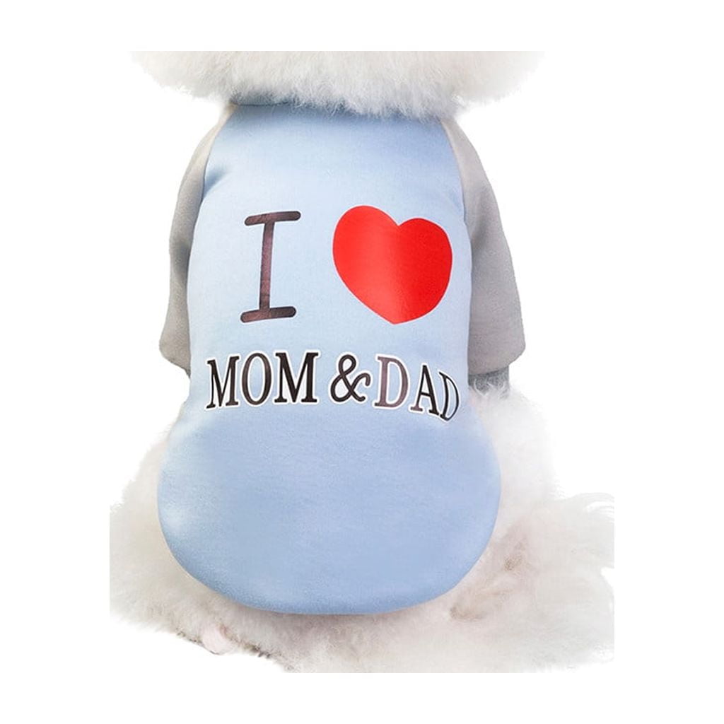 Pet's Hoodie Coat Love My Mom & Dad Printed Shirts Warm Sweater Outdoor ...