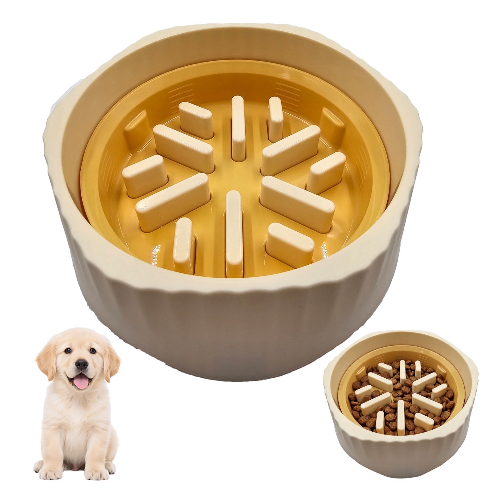 2-in-1 Slow Feeder Dog Bowl, 22oz & 40oz Dual-Mode Pet Food Bowl, Non ...