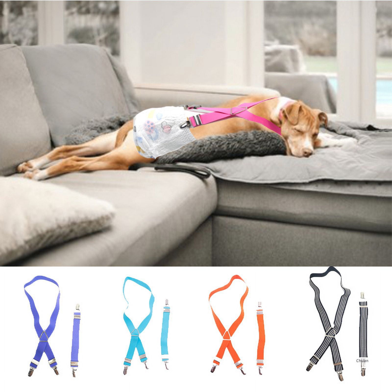 Pet strap adjustable pet physiological pants diaper fixed clip female ...