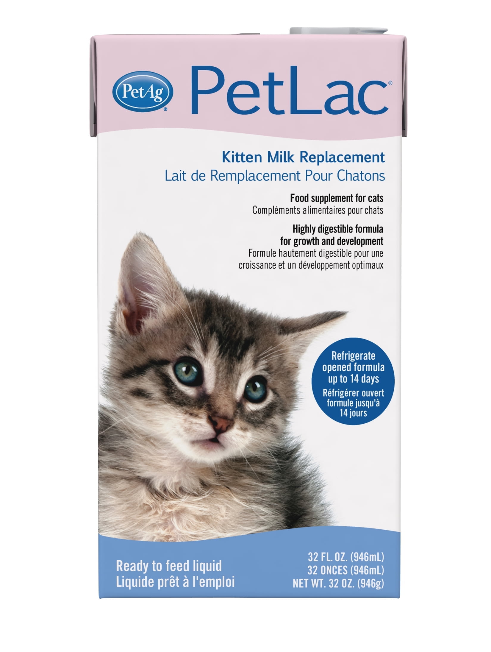 Pet-Ag PetLac Liquid for Kittens Kitten Milk Replacer 32 fl oz with ...