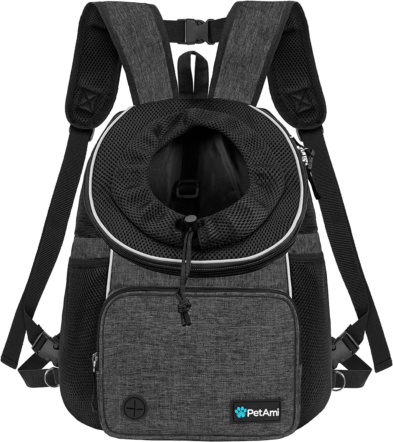 PetAmi Adjustable Dog & Cat Chest Carrier Backpack, Ventilated for Hiking & Camping, Small to ...