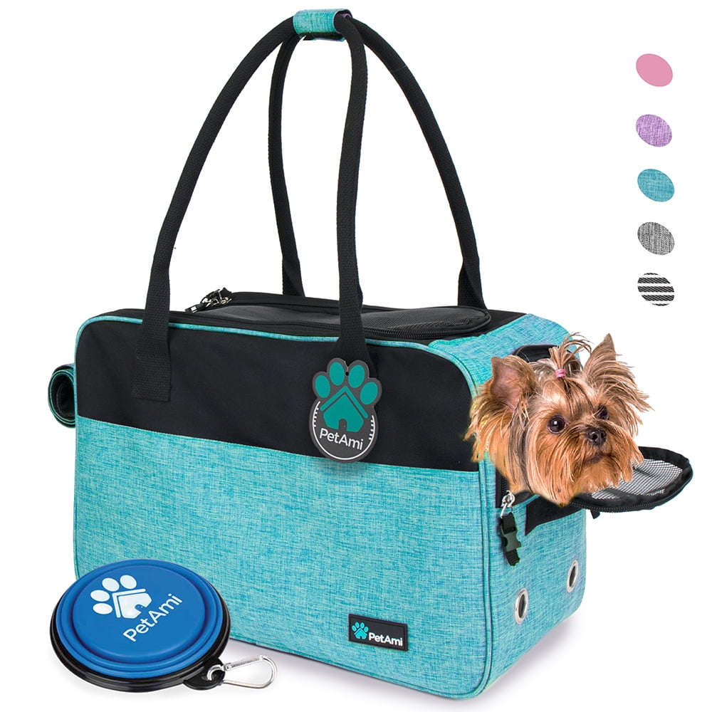 PetAmi Dog Purse Carrier, Small Pet Travel Bag, Blue, Ventilated Design ...
