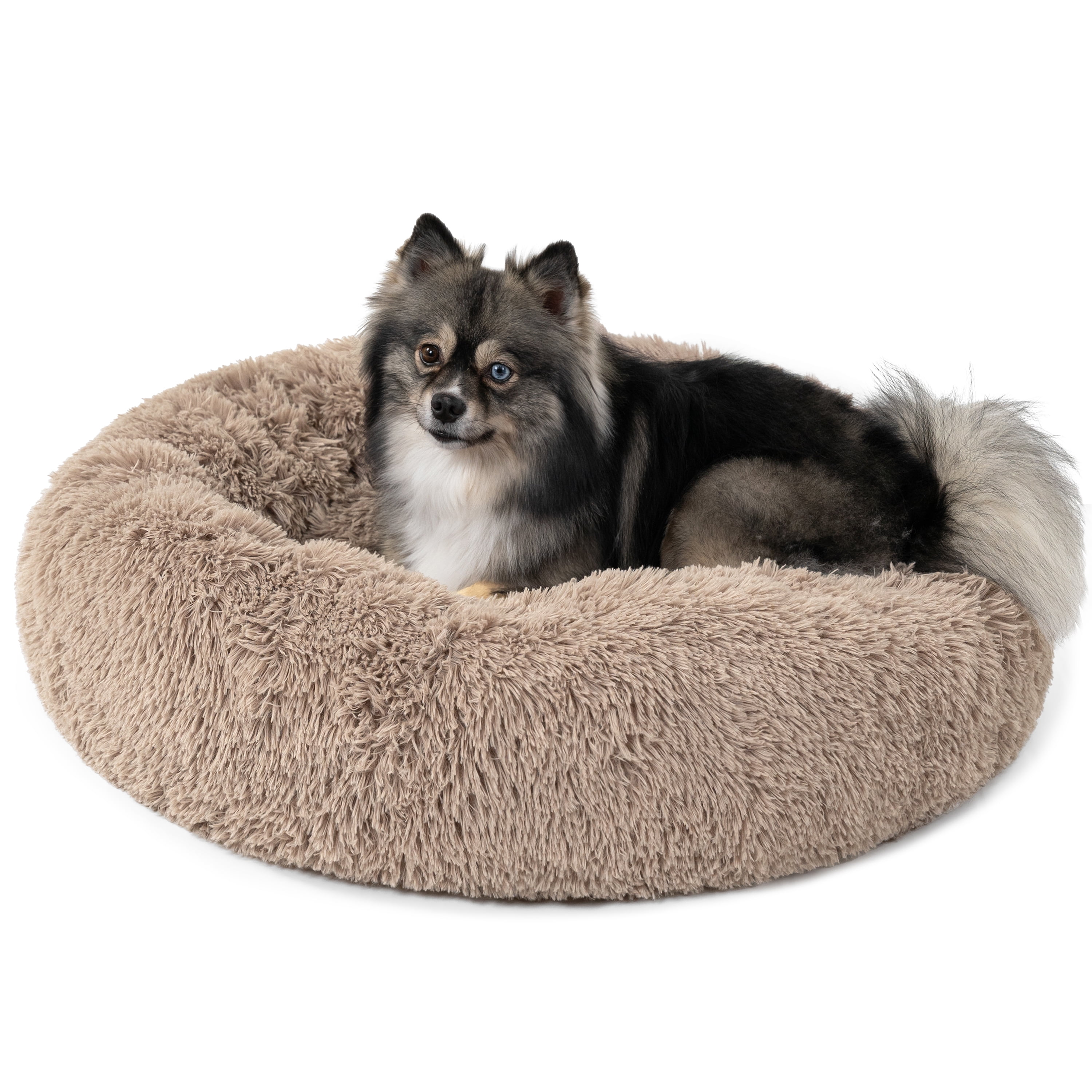 PetAmi Calming Dog Bed for Small Medium Dog Cat, Round Donut Dog Bed ...