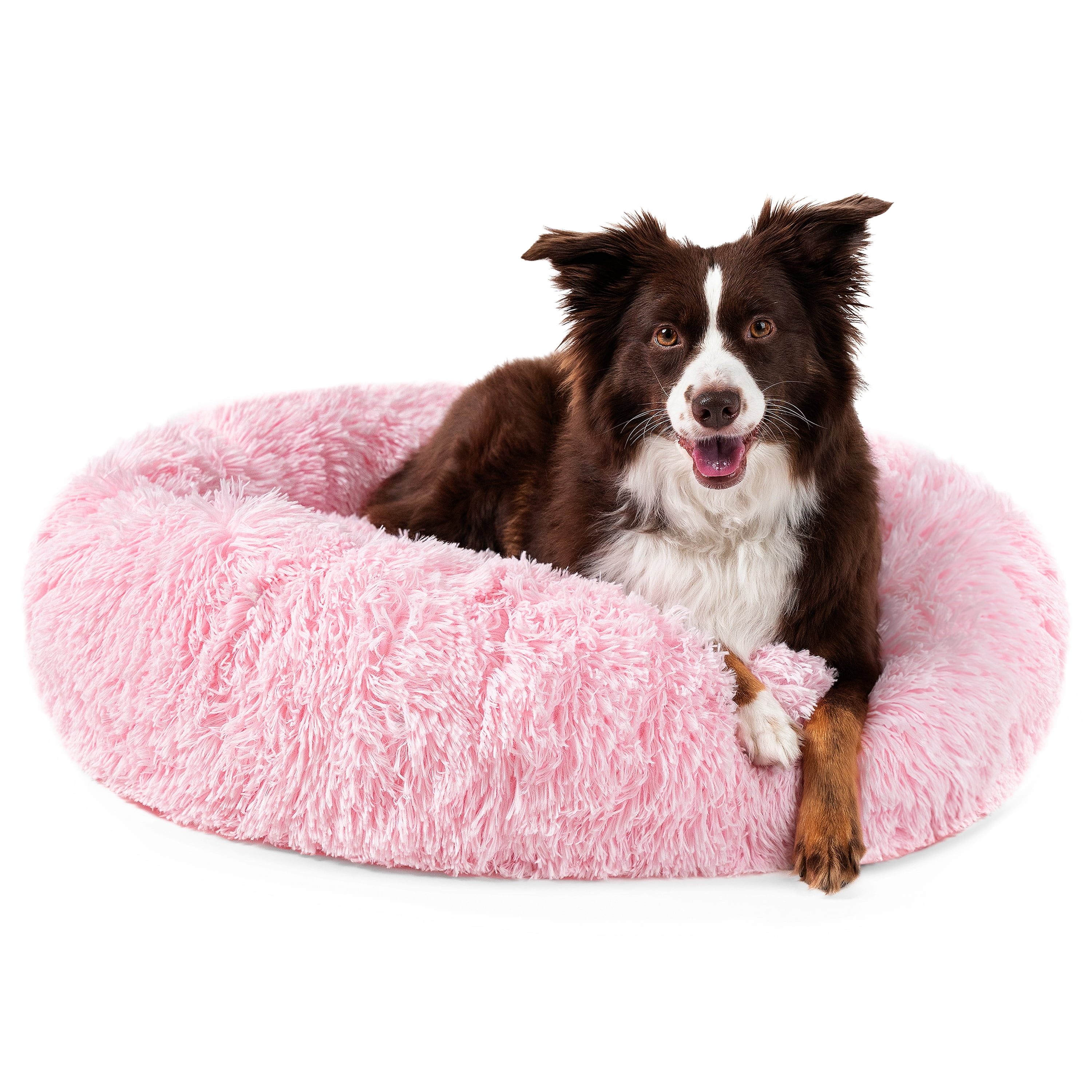PetAmi Calming Dog Bed for Small Medium Dog Cat, Round Donut Dog Bed Washable, Fluffy Faux Fur ...