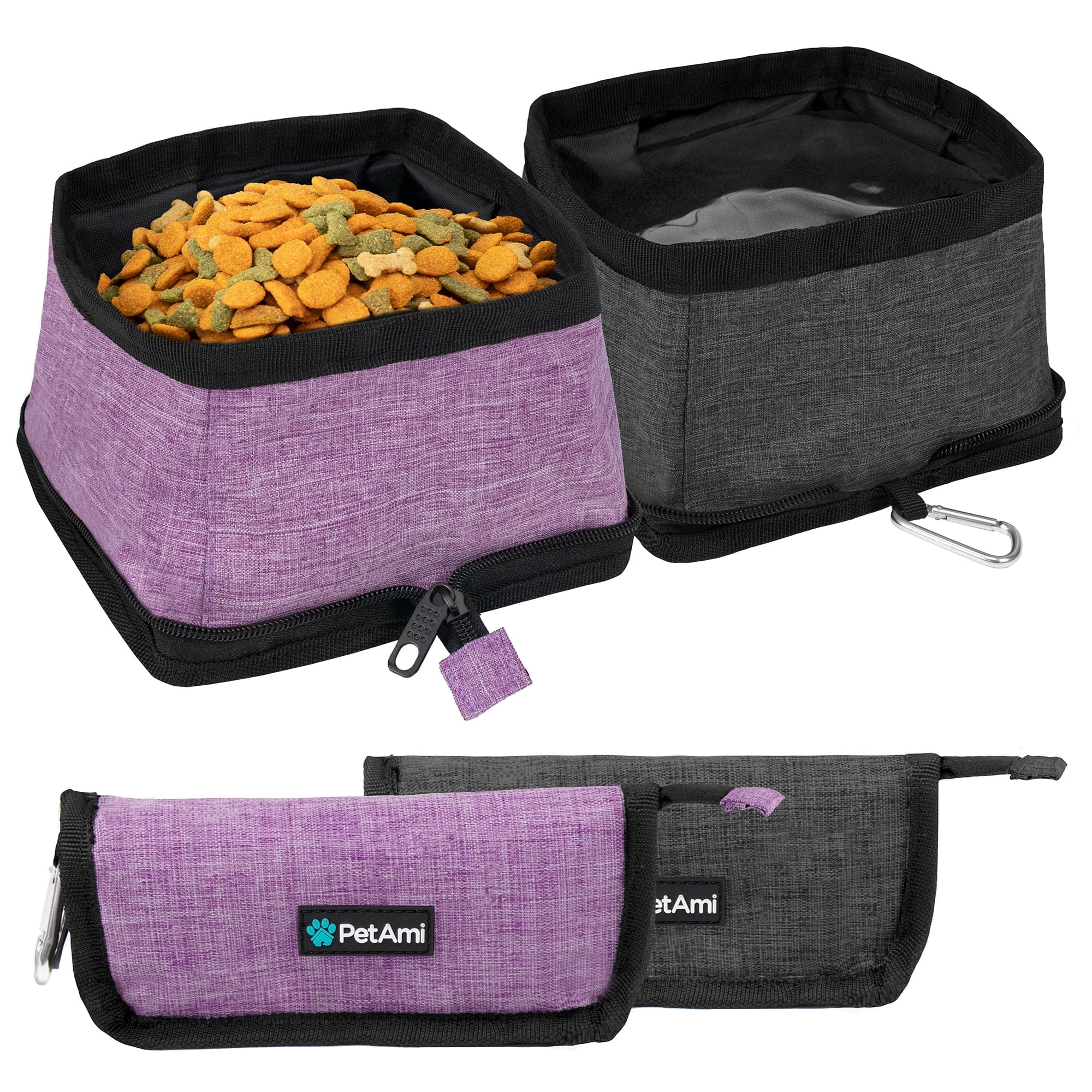 PetAmi Collapsible Dog Bowls Set, 2 Pack, Portable Leakproof Travel ...