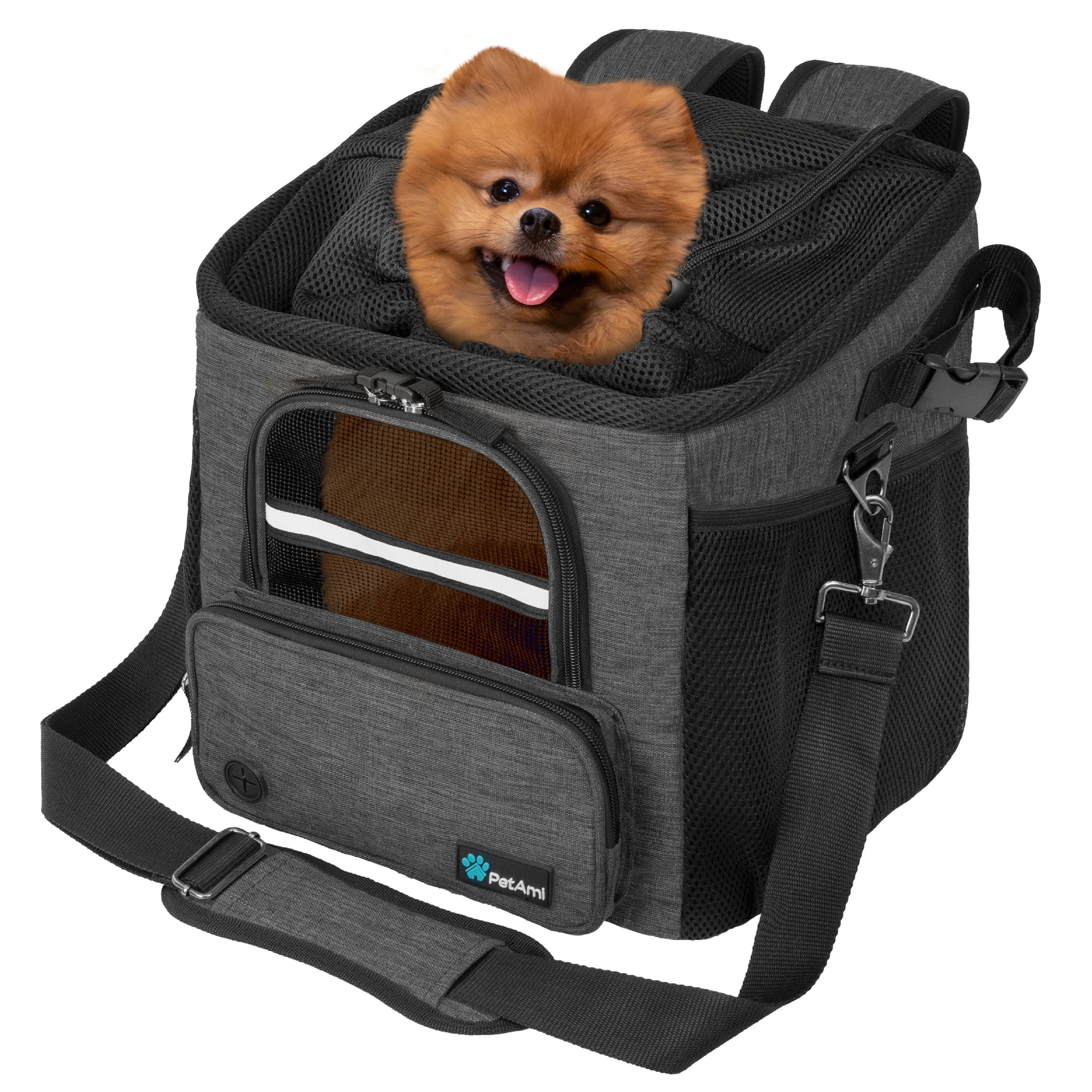 PetAmi Dog Bike Basket, Soft-sided Ventilated Dog Bike Carrier Backpack ...