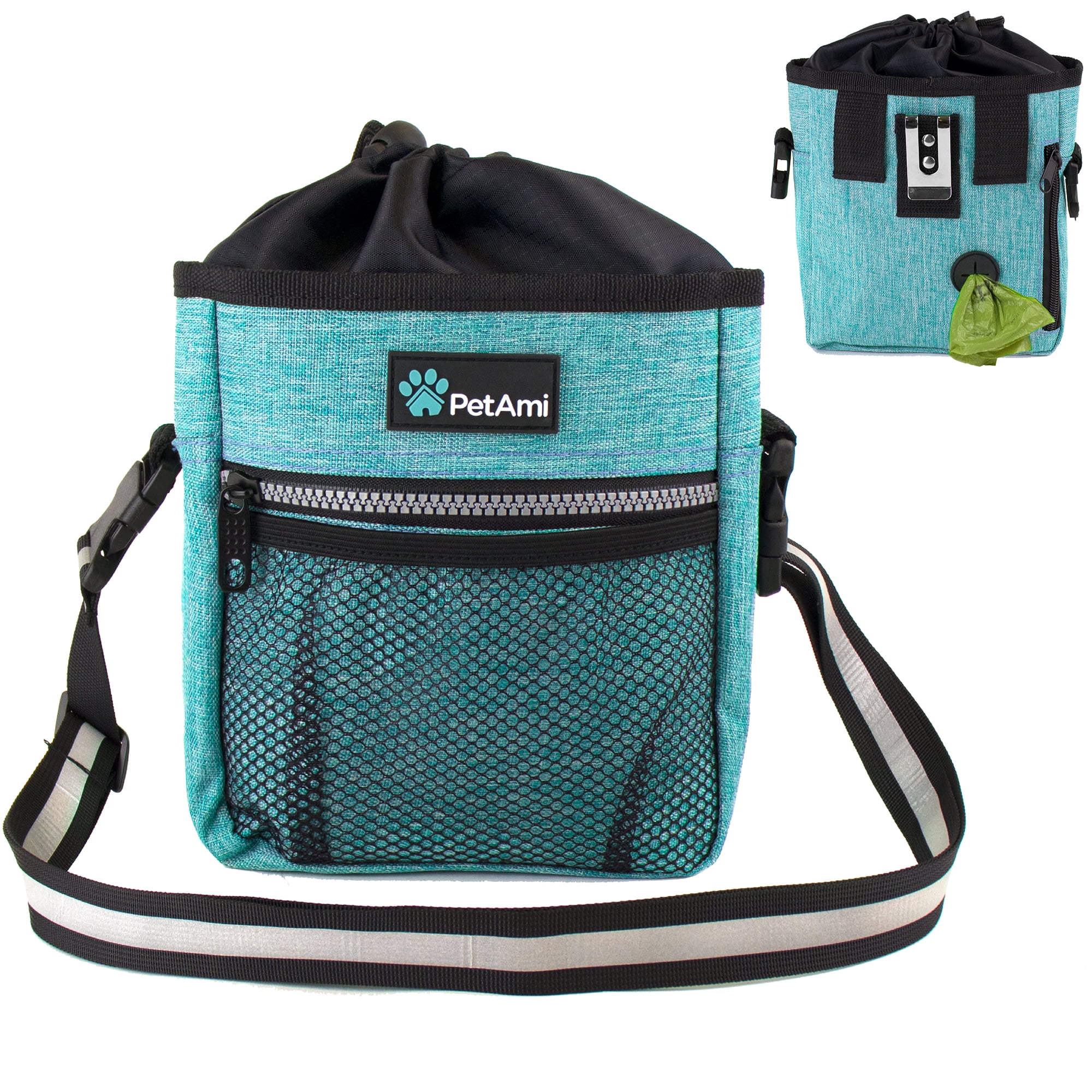 PetAmi Dog Treat Pouch, Turquoise, Large Capacity, Poop Bag Dispenser ...