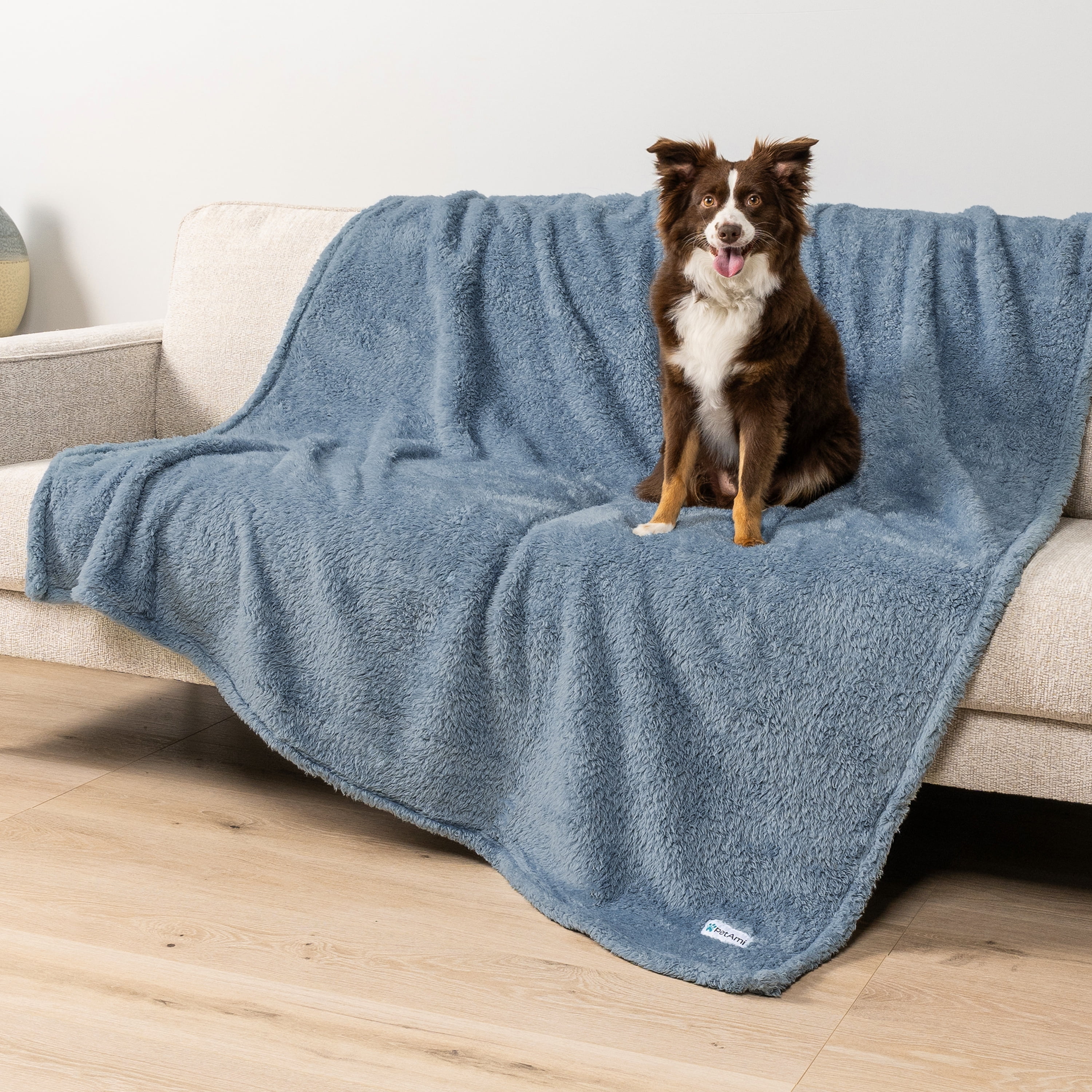 PetAmi Fluffy Waterproof Dog Blanket for Bed Large Dogs, Soft Warm Pet ...