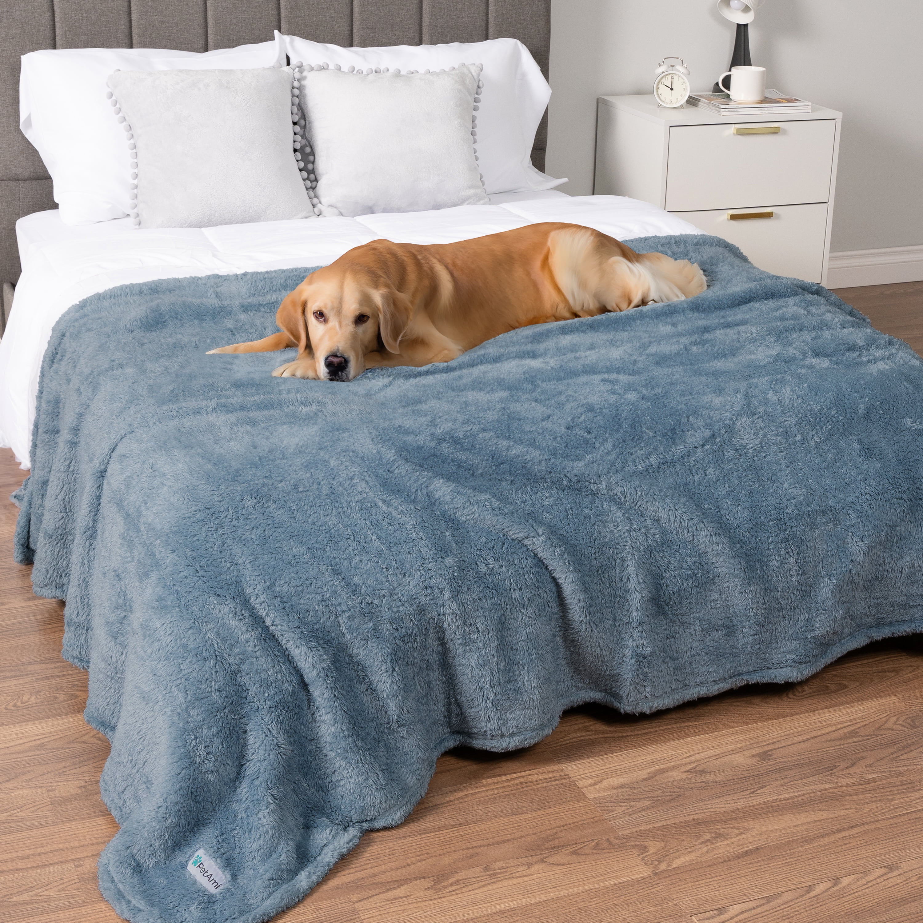 PetAmi Fluffy Waterproof Dog Blanket for Bed Large Dogs, Soft Warm Pet ...