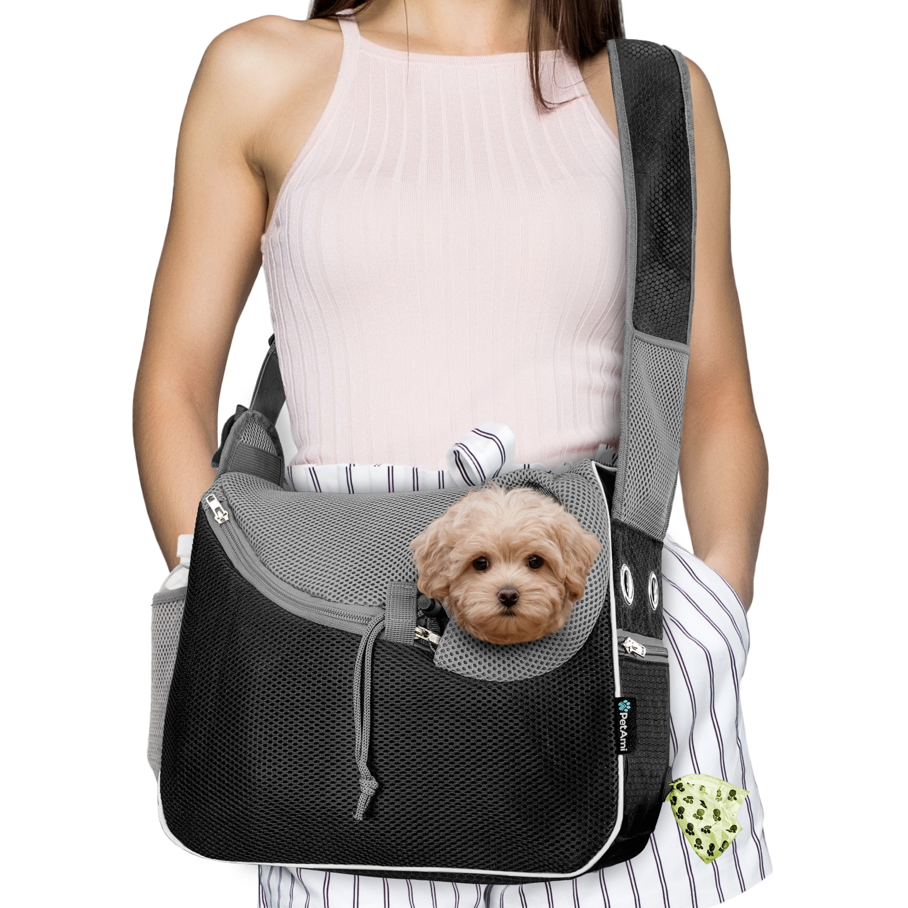 PetAmi Dog Sling Carrier for Small/Medium Pets, Soft-Sided, Adjustable ...