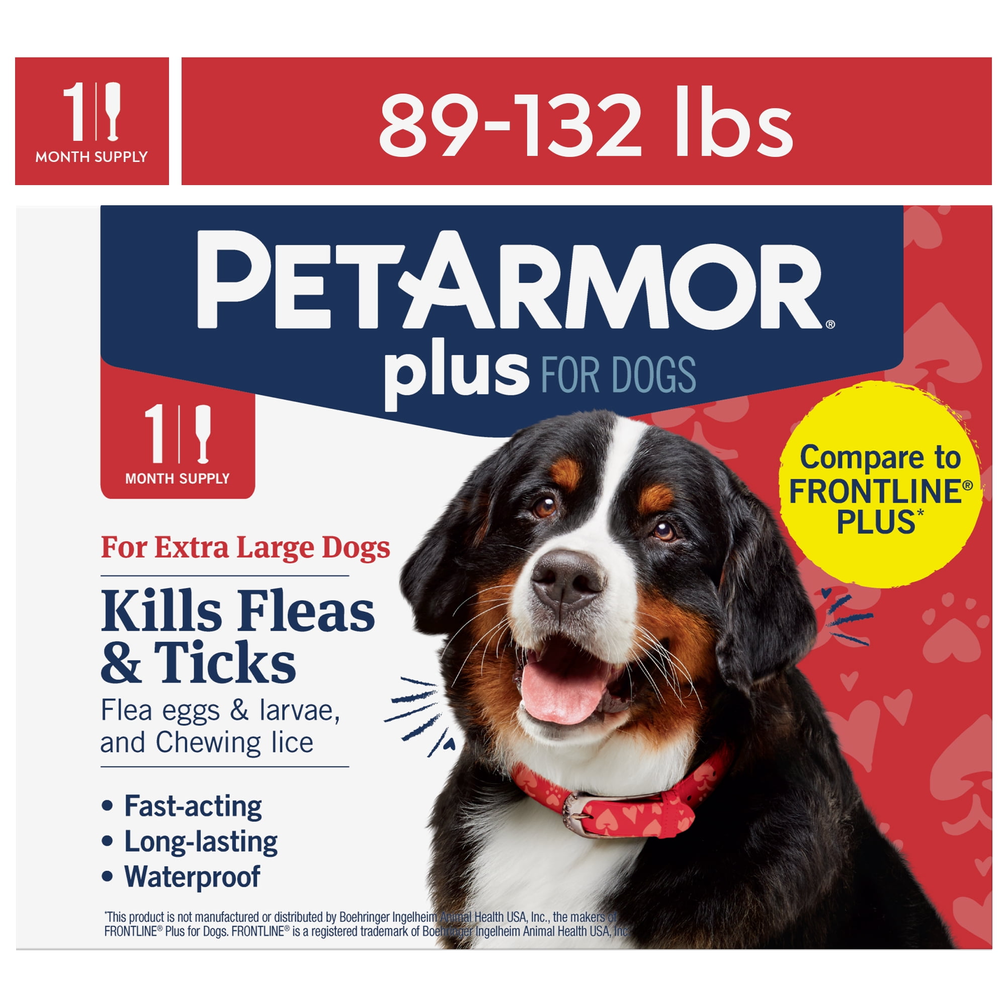 PETARMOR Plus for X-Large Dogs 89-132 lbs, Flea & Tick Prevention for Dogs, 1-Month Supply ...