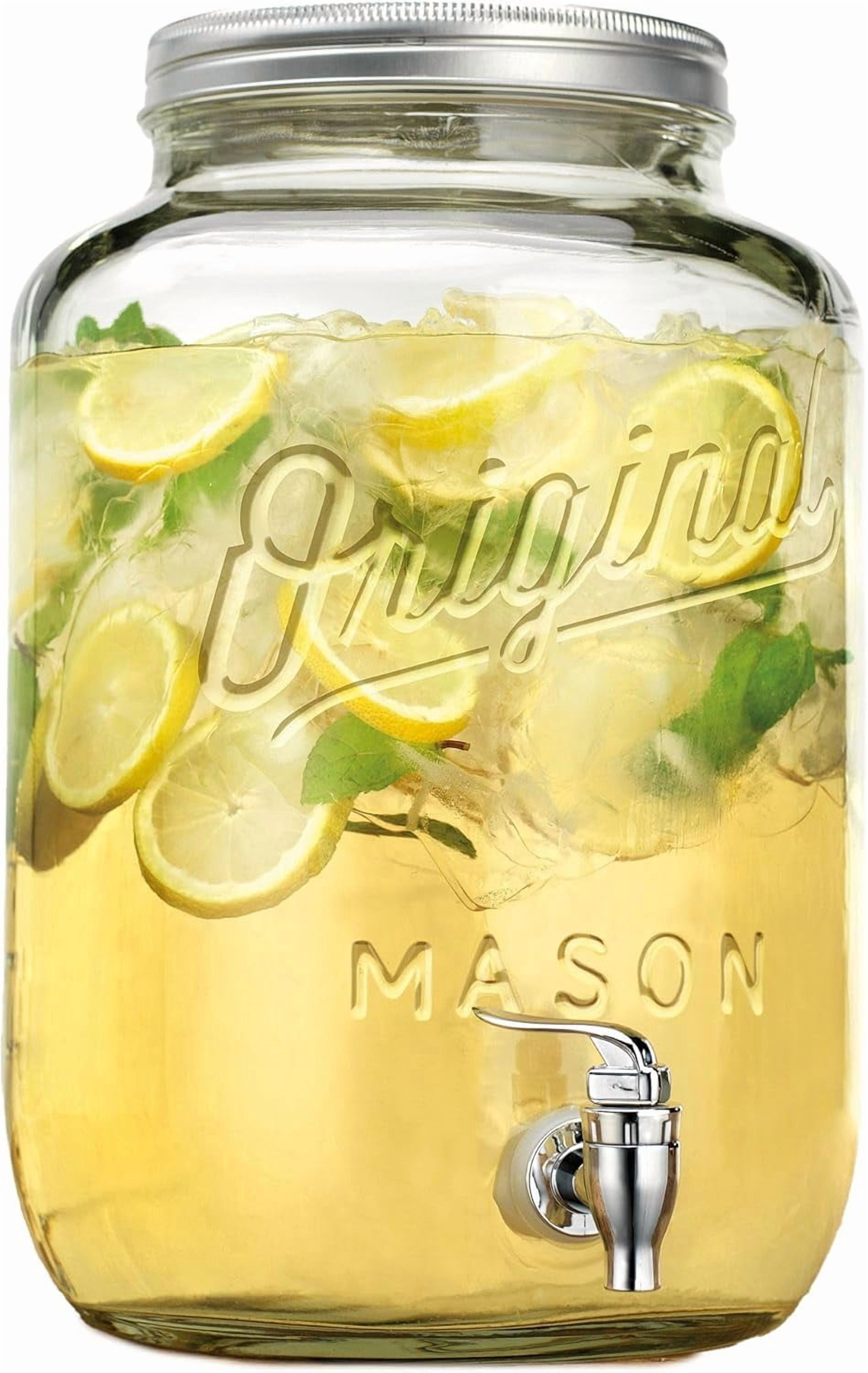 PetFurnishn 2.15 GALLON Original Mason Drink dispenser, Glass Beverage ...