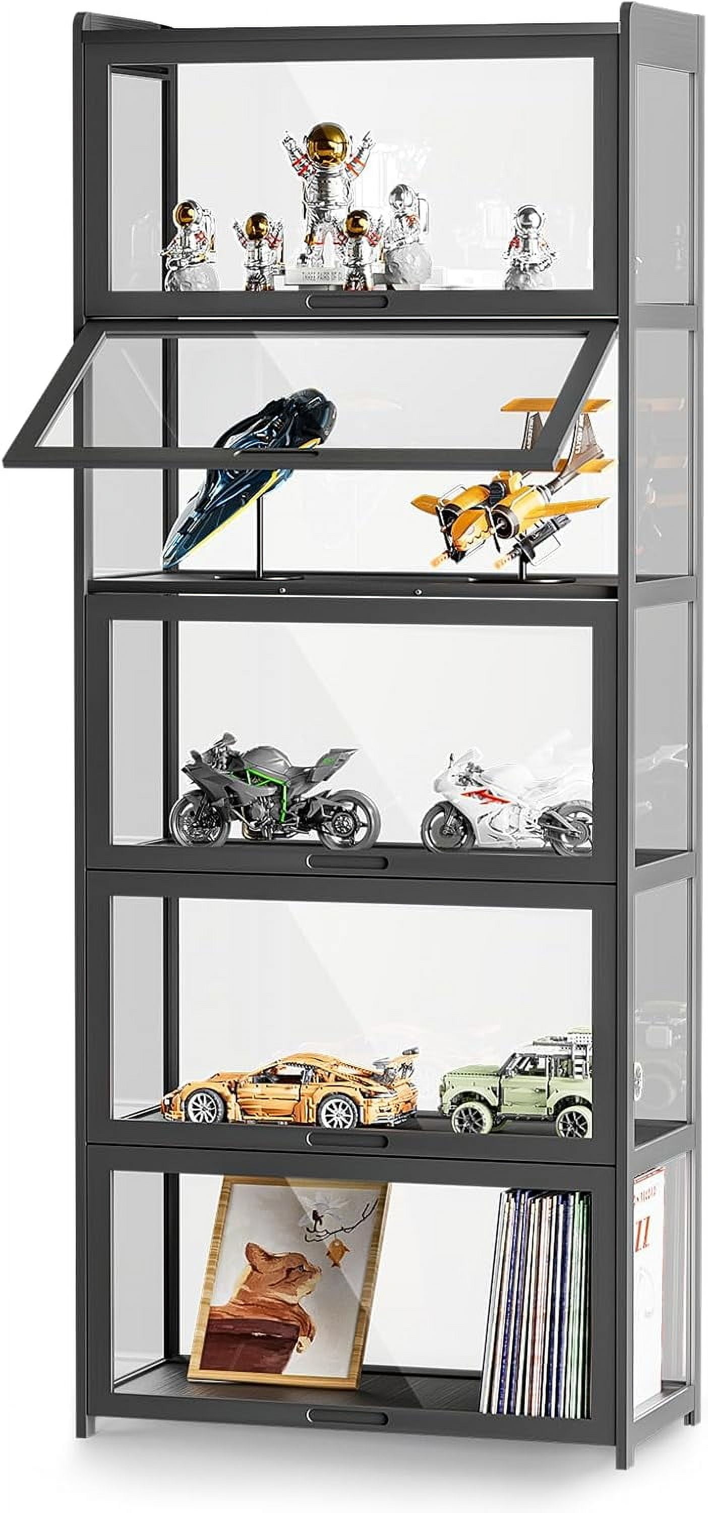 PetFurnishn 5 Tier Acrylic Display Cabinet with Door, Free Standing ...
