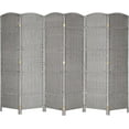 PetFurnishn 6-Panels Tall Rattan Room Divider, 6 FT Folding Privacy ...