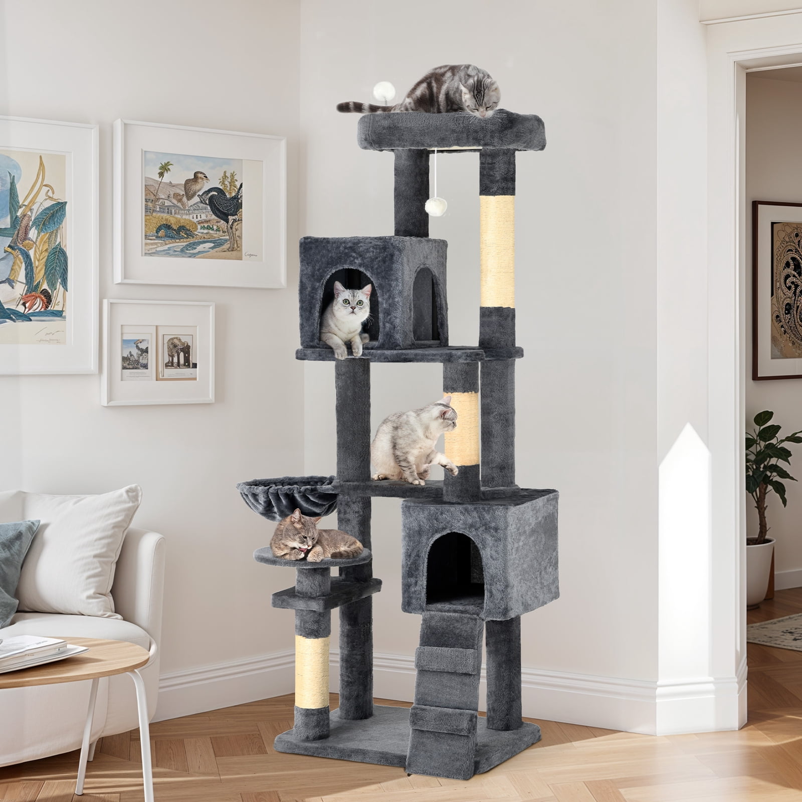 PetFurnishn 71" Cat Tree Tower Tall Cats Condo Indoor Activity Center ...