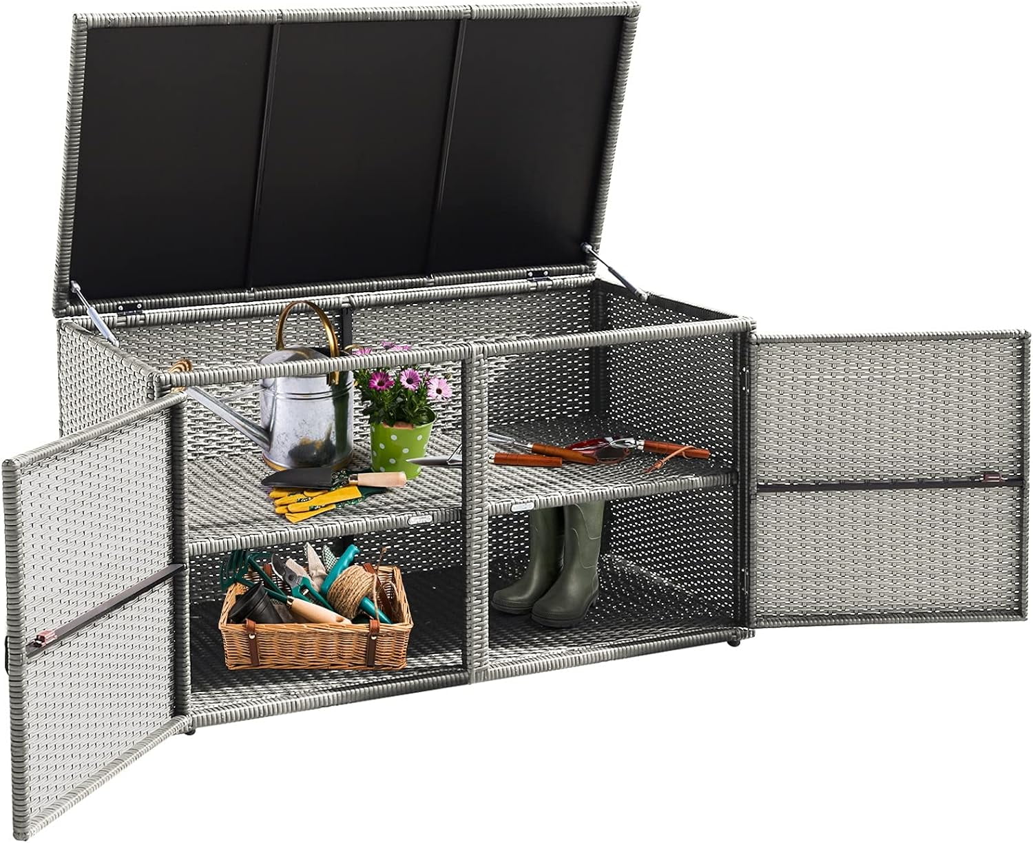 PetFurnishn Deck Box Outdoor Patio Pool Storage Box Outside Rattan ...