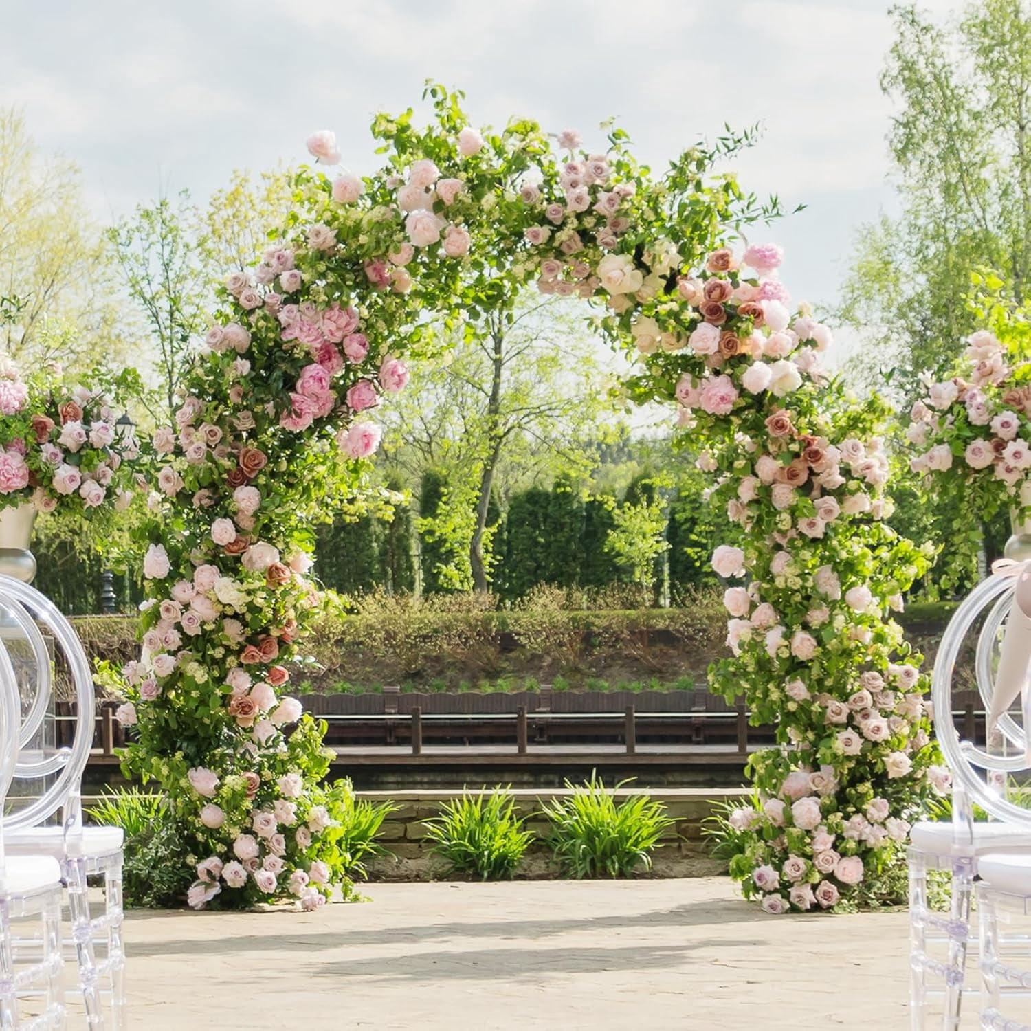 PetFurnishn Garden Arbor, 2 Sides 8.2FT Metal Archway Trellis Pergola ...
