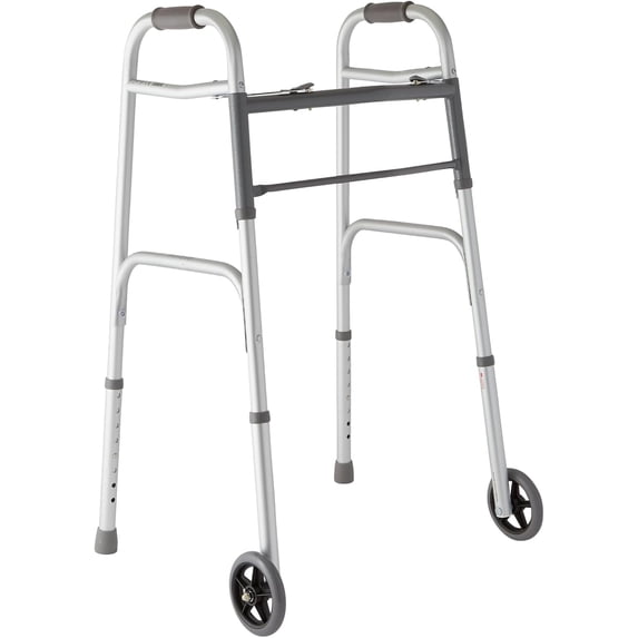 PetFurnishn Lightweight Two Button Folding Walker with 5" Wheels ...