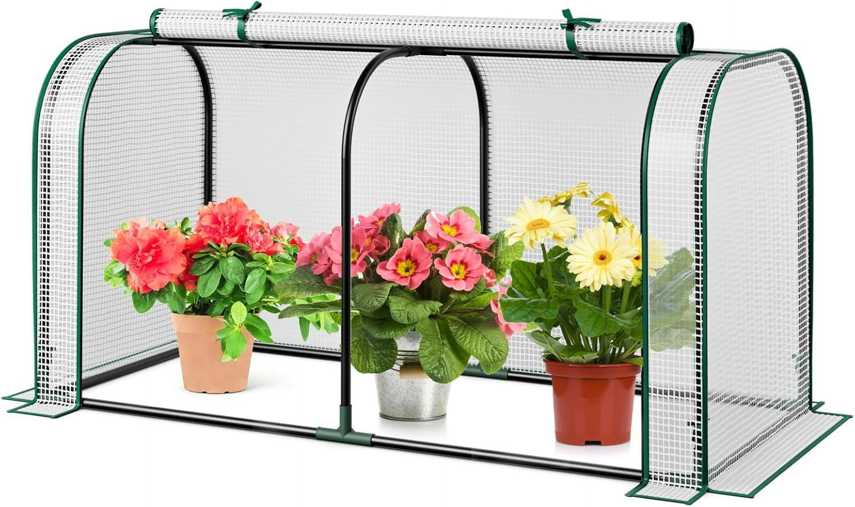 PetFurnishn Portable Mini Greenhouse, 47" x 22" x 24" Green House w ...