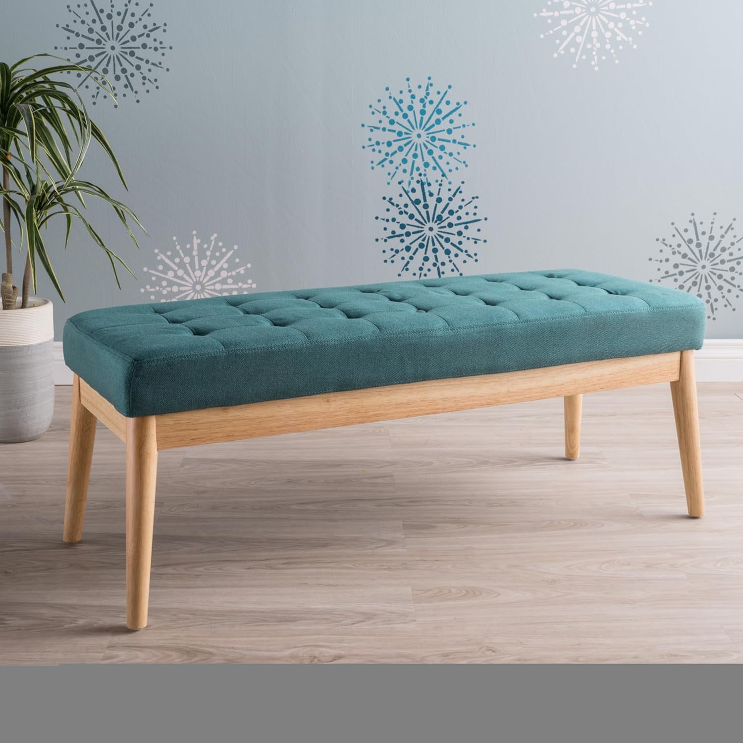 PetFurnishn Upholstered Long Bench Fabric Button-Tufted Bedroom Bench ...