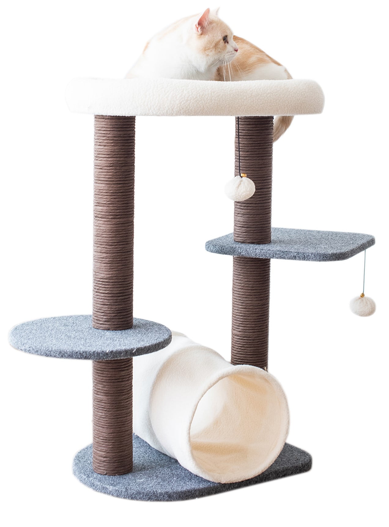 PetPals 29" Gray 4-Level Medium Cat Tree Scratching Post Tower with ...