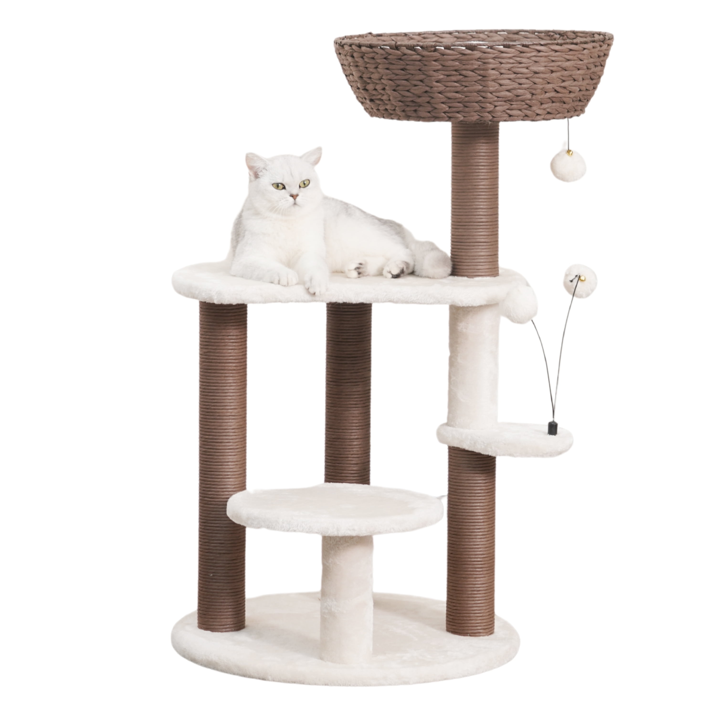 PetPals 35"H 5-Lvl Cat Tree with Handwoven Nest Bed Plush Pads and ...