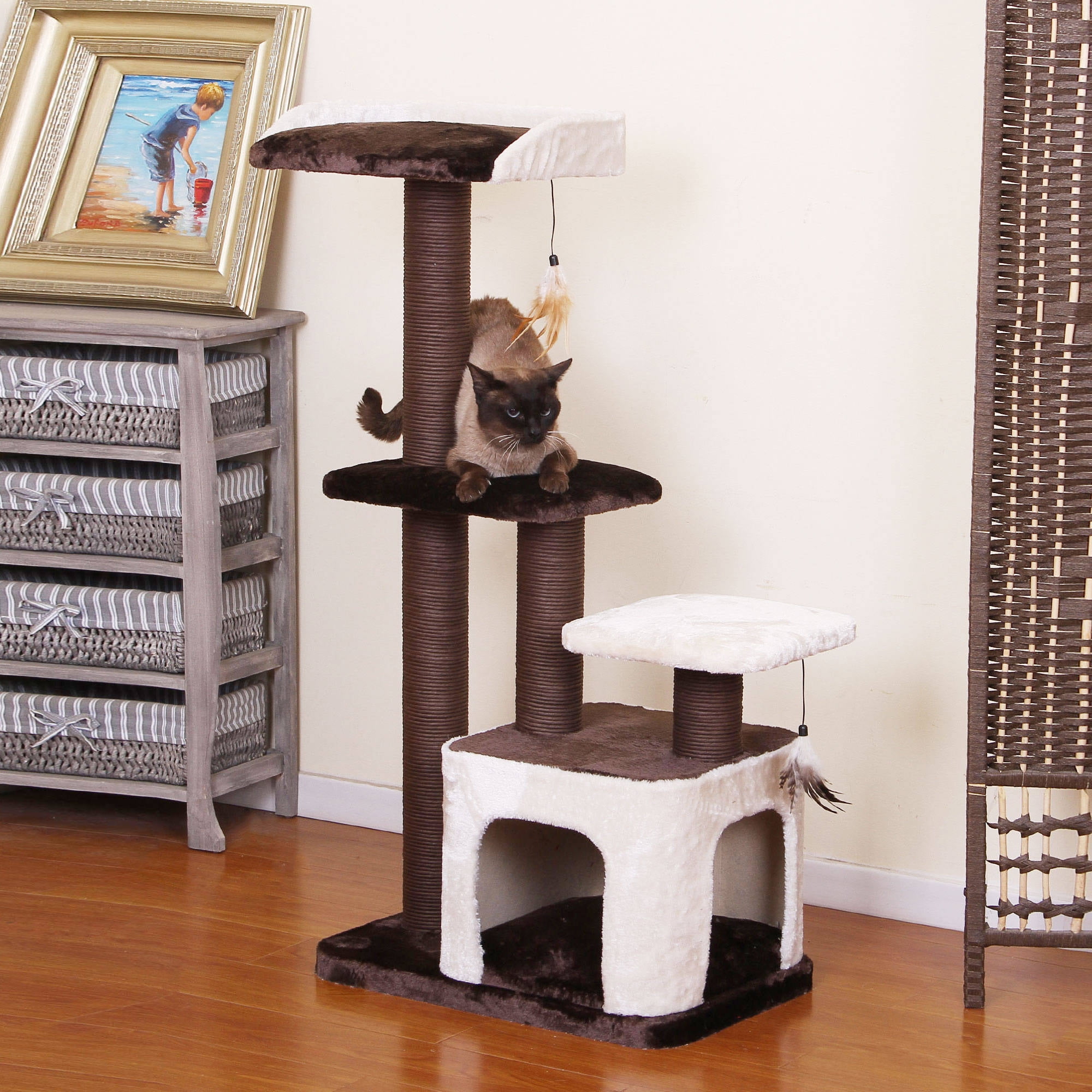 PetPals Group Creme Chocolate and Cream Color Cat Tree - Walmart.com