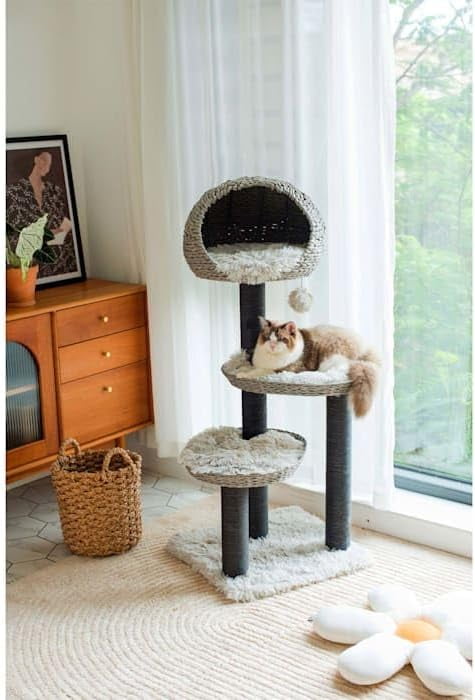 PetPals Group Tundra Modern Handwoven Cat Tree with Paper Rope ...