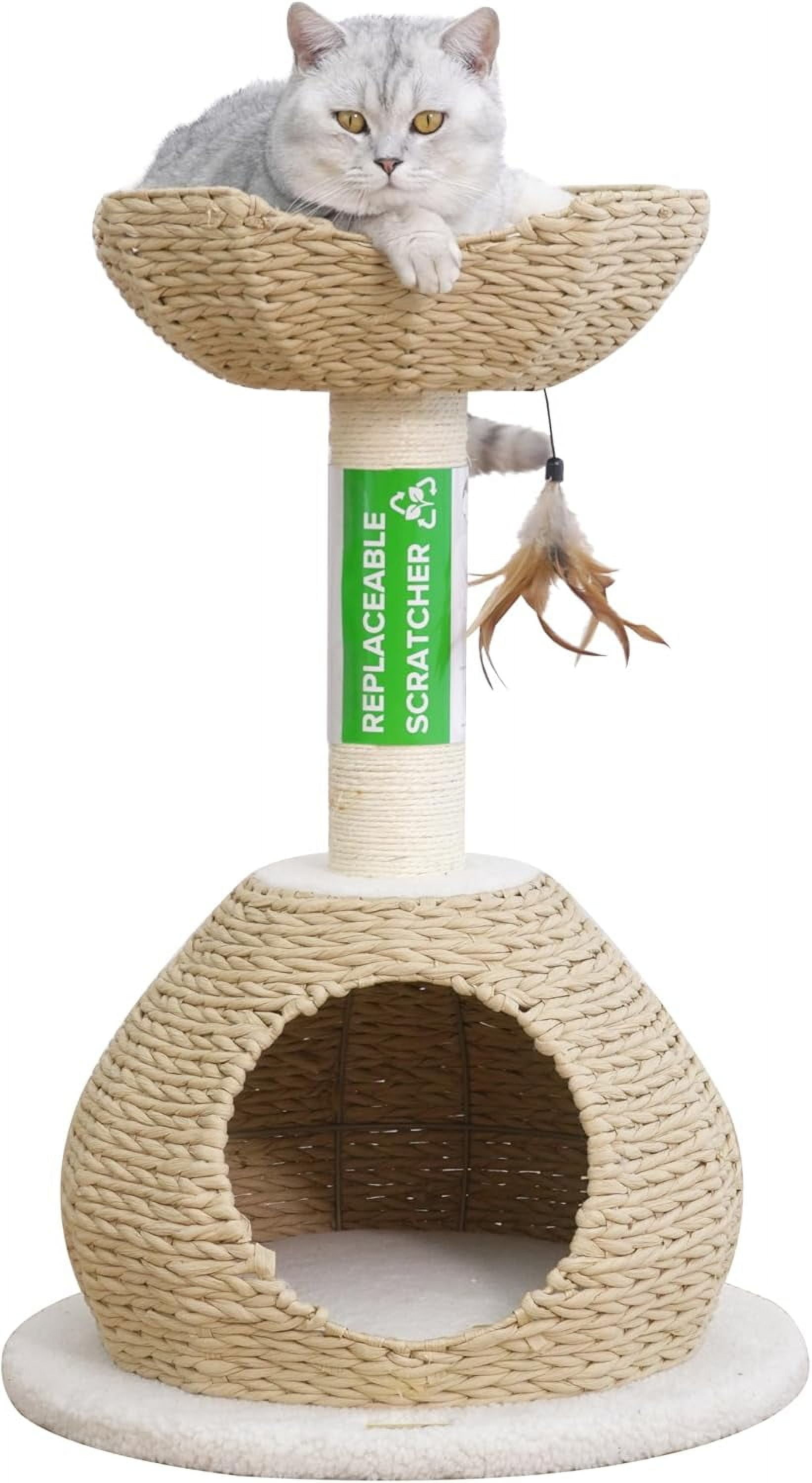 PetPals Hand-Made Paper Rope Natural Bowl Shaped with Perch Cat Tree ...