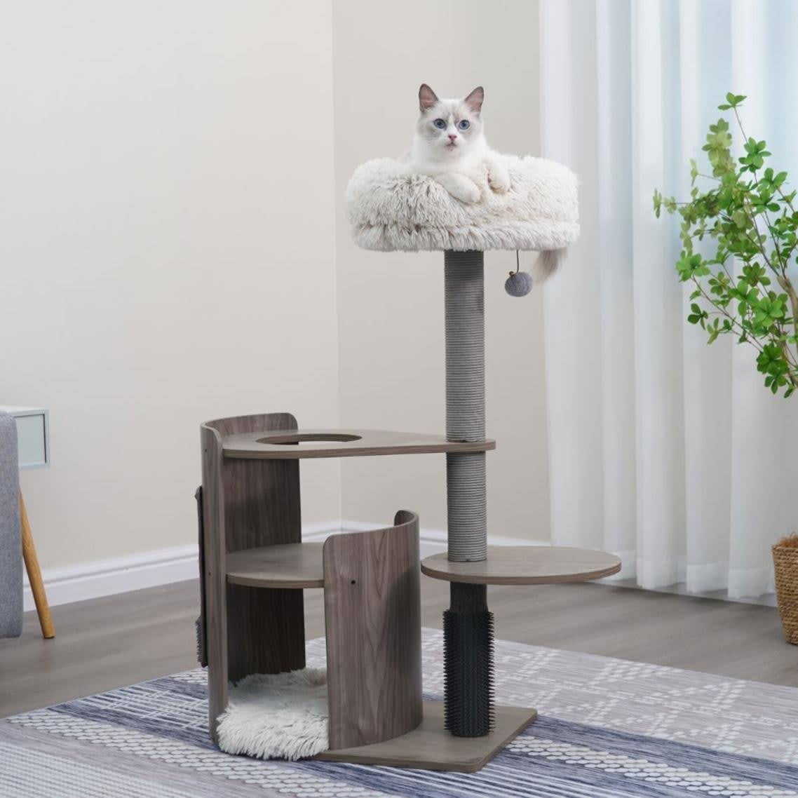 PetPals Mid-Century Curved Cat Tree - 41"H, 4 Level, Medium, Cullen ...