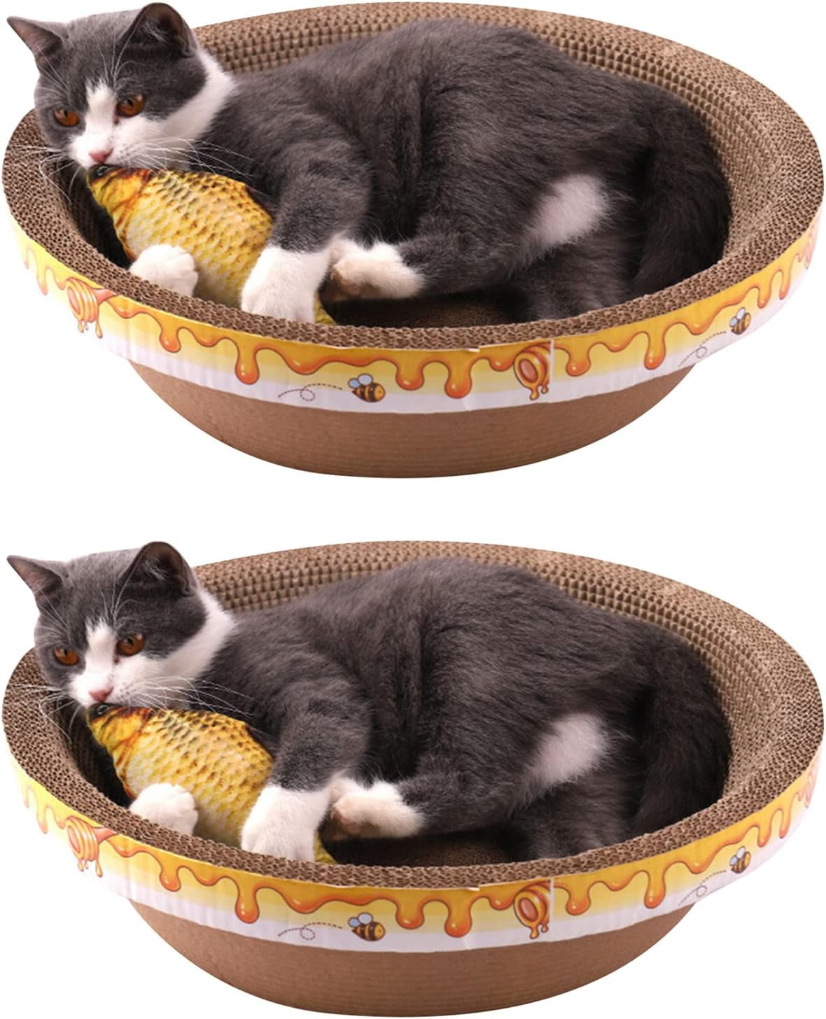 PetPhindU 2PCS Cardboard Cat Scratcher Corrugated Cat Scratcher Cat ...