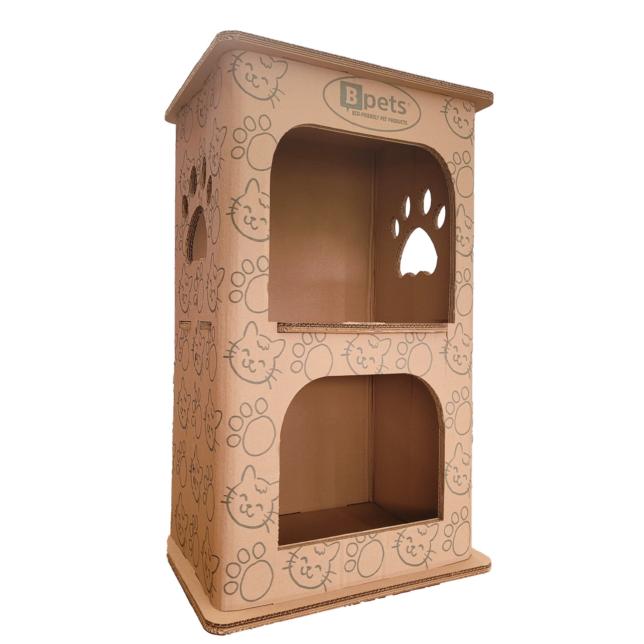 PetPro 2-Story Large Indoor Cat Condo with Eco-Friendly Corrugated ...