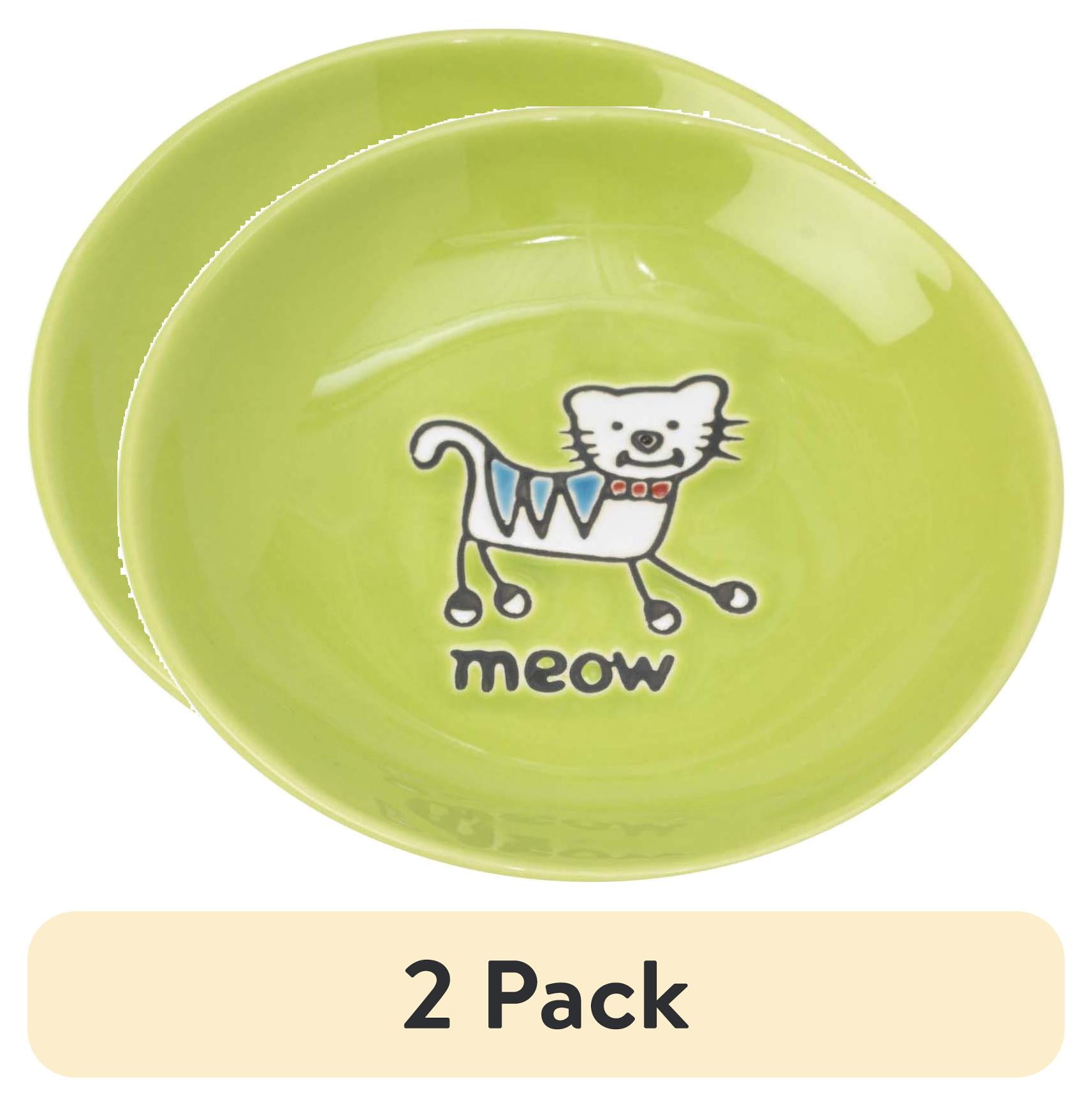 (2 pack) PetRageous Silly Kitty 5 Inch 2.5 Ounce Cat Saucer, Lime Green ...