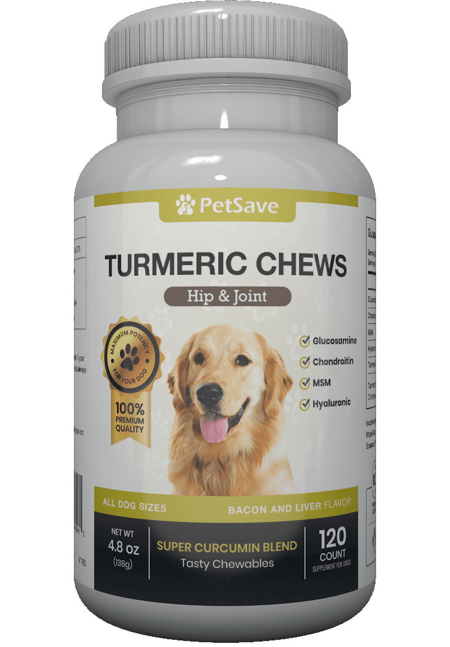 PetSave Turmeric chews for dogs Hip & Joint support 120 soft chews ...