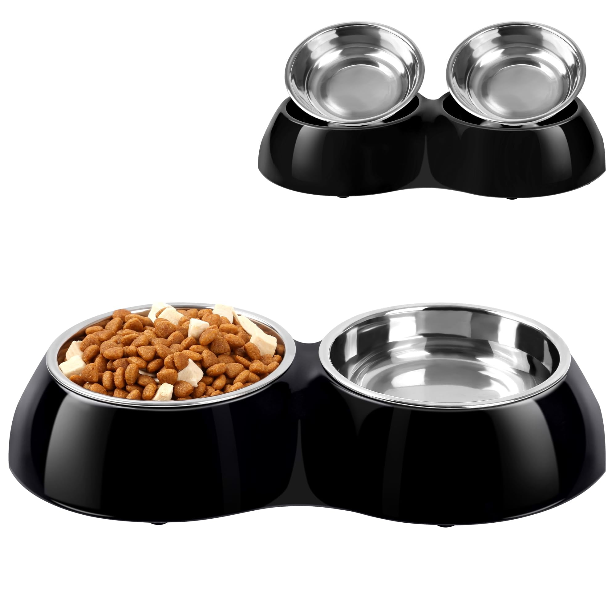PetVillage Stainless Steel Dog Bowls Set - Dual Non-Slip Pet Dishes ...